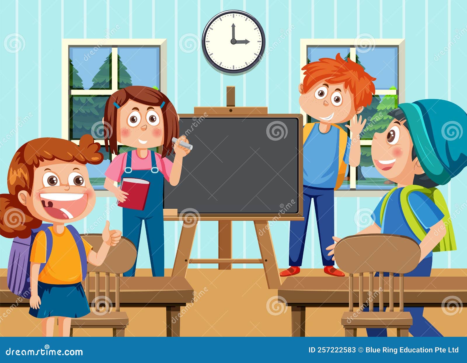 Classroom Scene with Student Kids Stock Vector - Illustration of ...