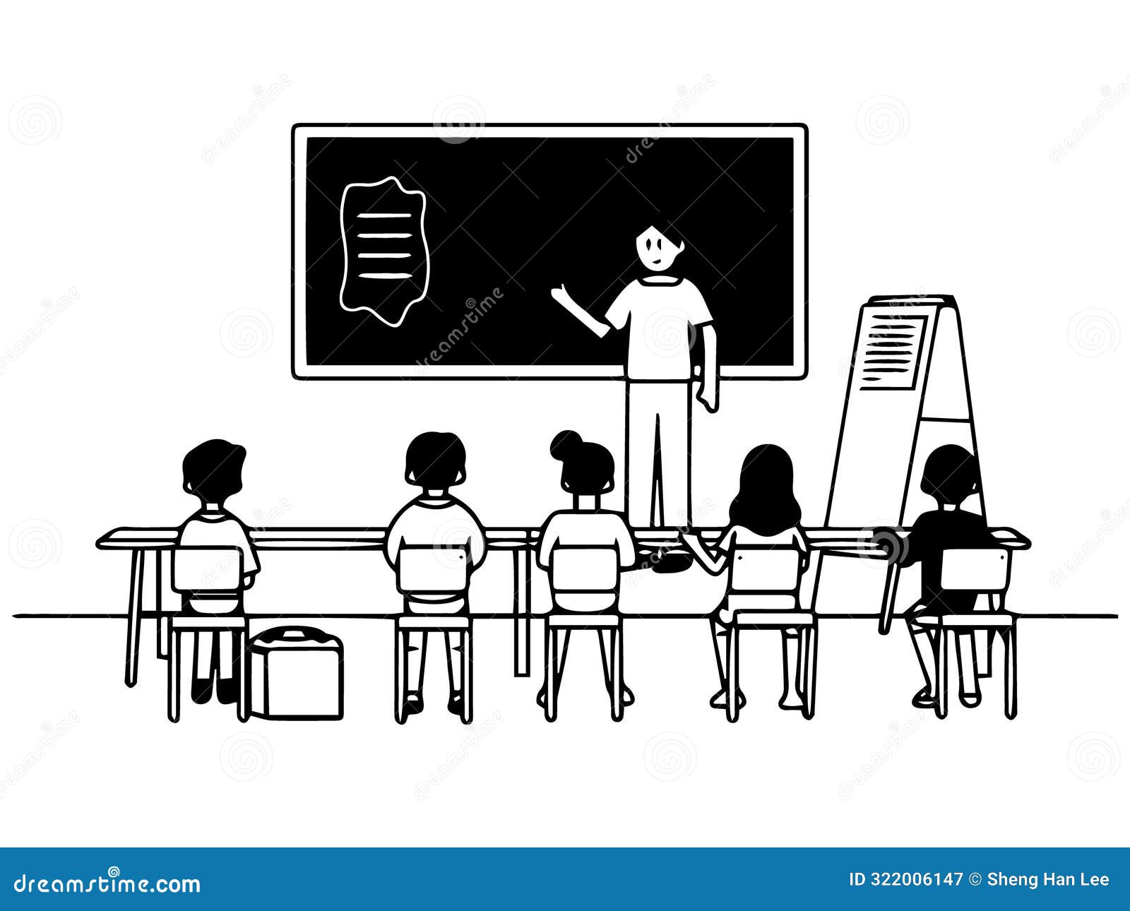 Classroom Scene with Teacher and Students Stock Vector - Illustration ...