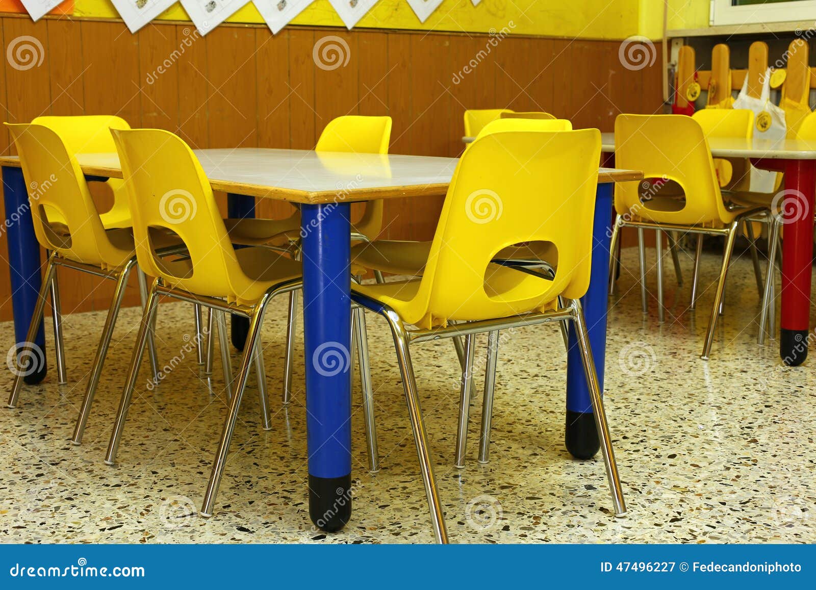 Classroom of a School with the Little Yellow Chairs Stock Image - Image ...