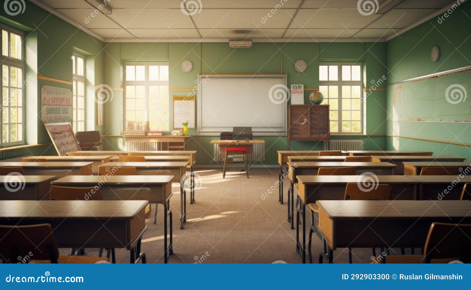 Classroom of the School without Student and Teacher Stock Photo - Image ...