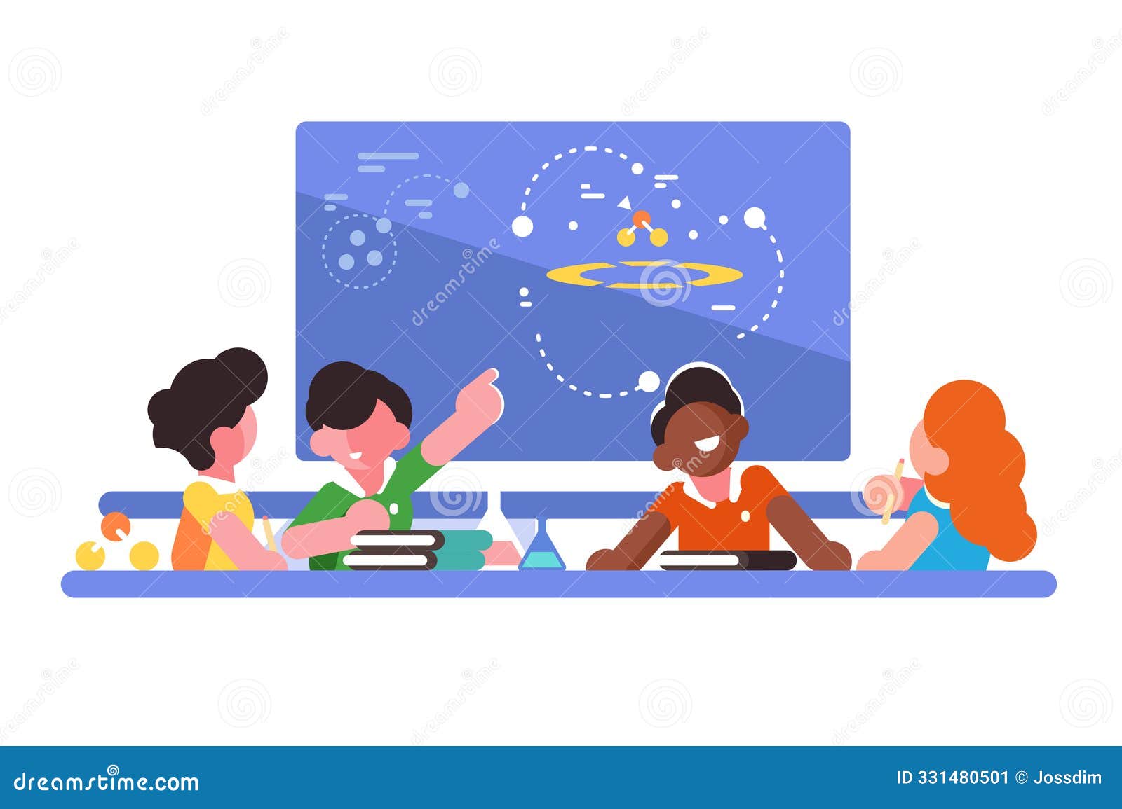 Classroom Science Lesson Cartoon Vector | CartoonDealer.com #331480501