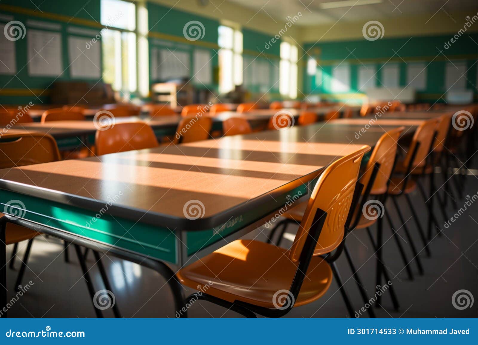 Classroom Solitude an Empty Class View Against a Blurred Background ...
