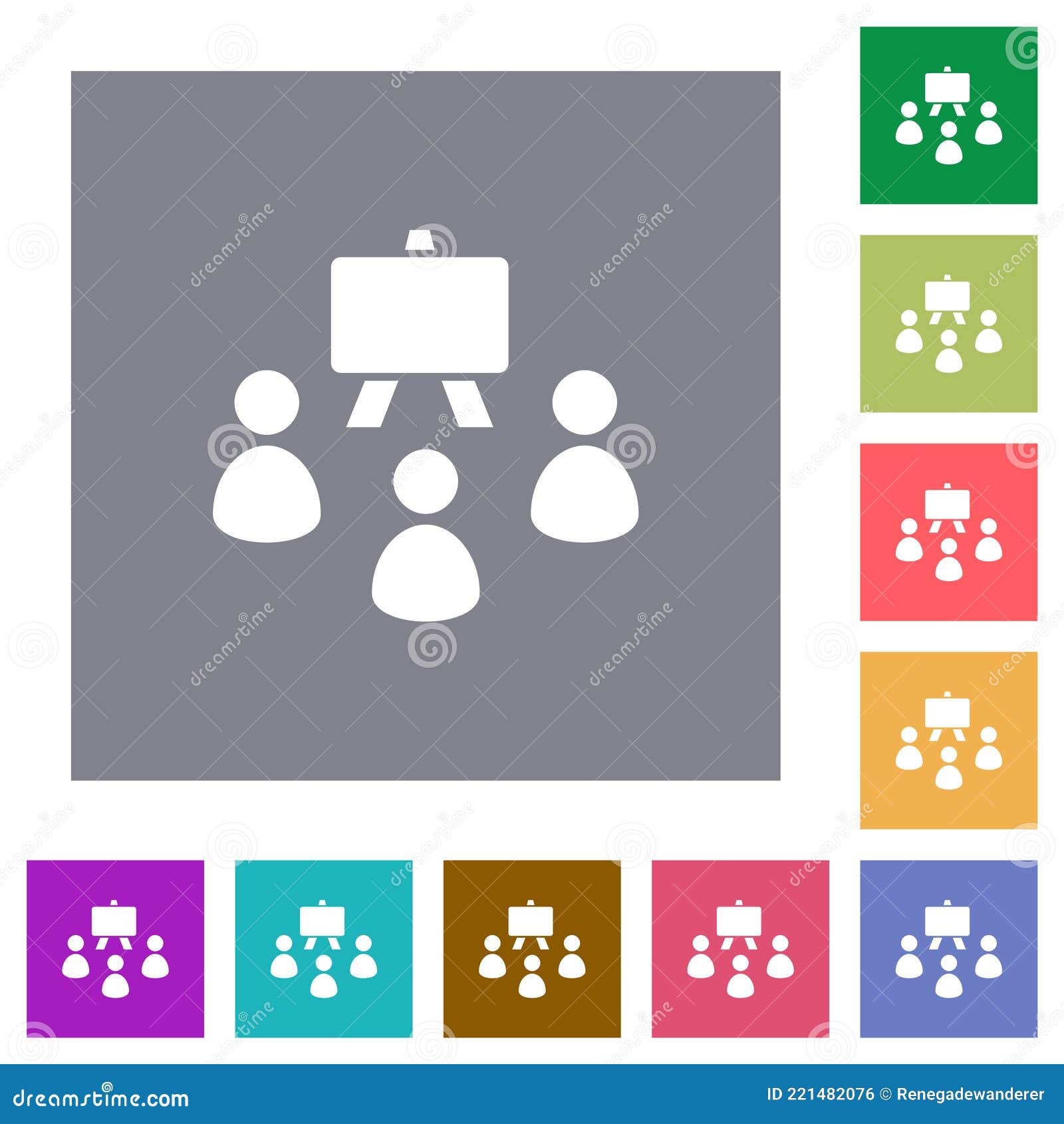 Classroom Square Flat Icons Stock Vector - Illustration of board ...