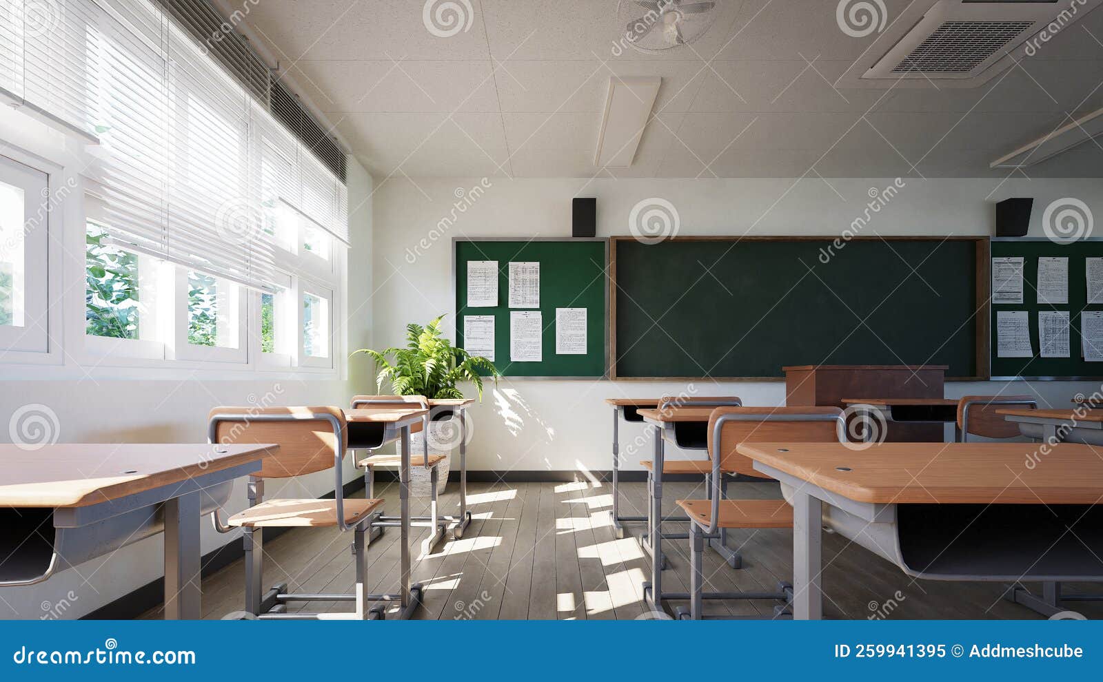 Classroom without Student, 3d Rendering Stock Illustration ...