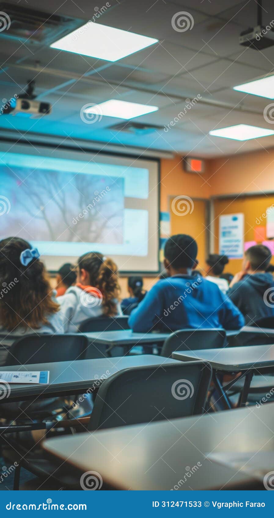 Classroom with Students Focused on a Presentation Stock Image - Image ...