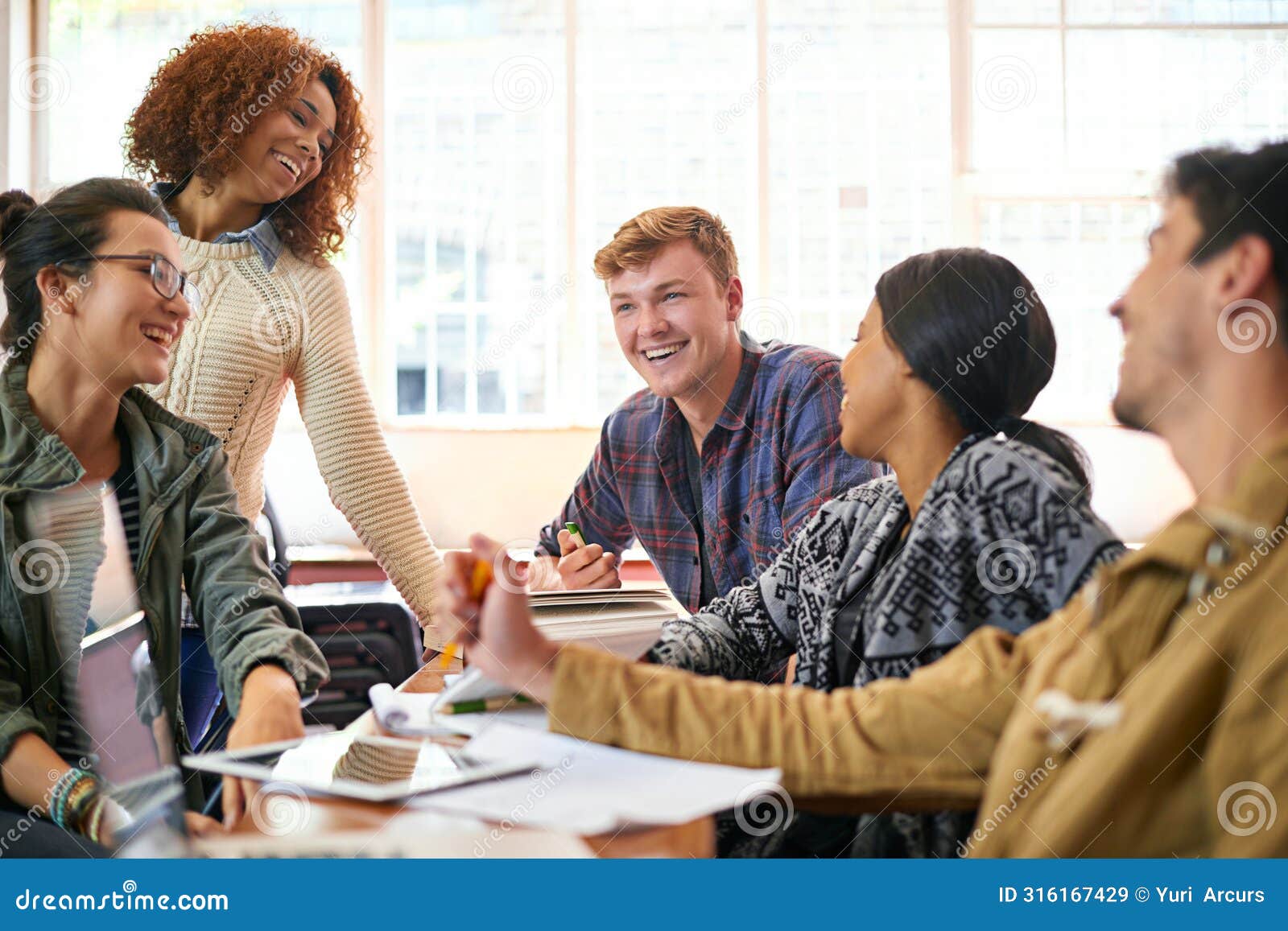 Classroom, Students and Teamwork in University for Answer, Information ...