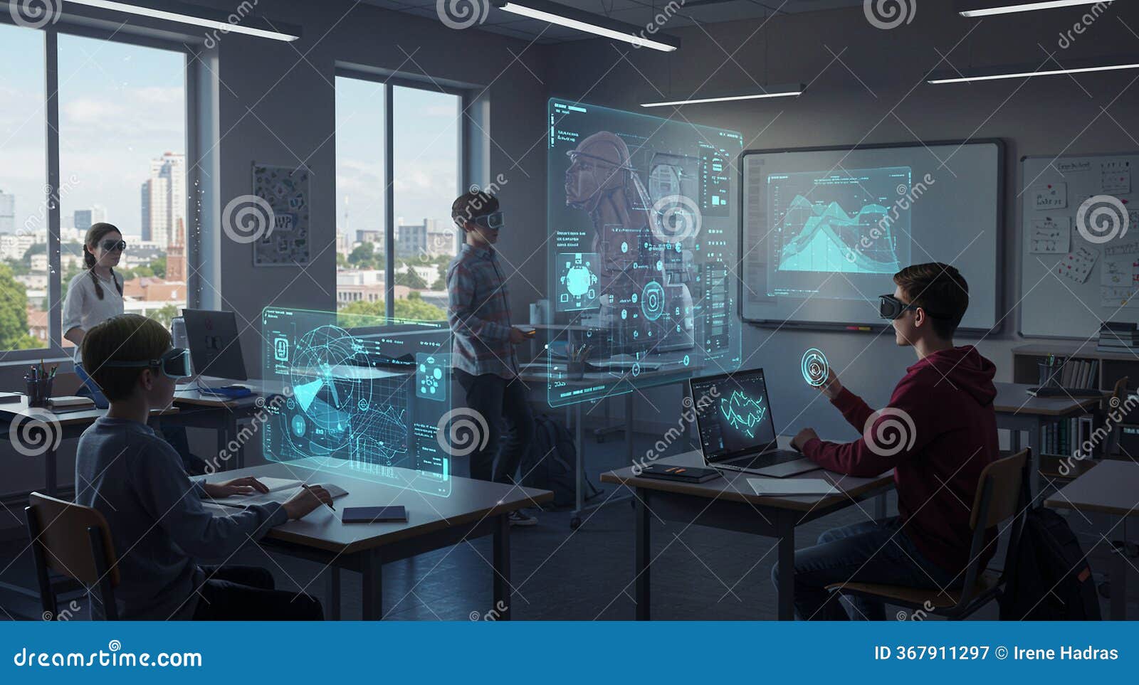 Classroom With Students Using Augmented Reality (AR) Headsets ...
