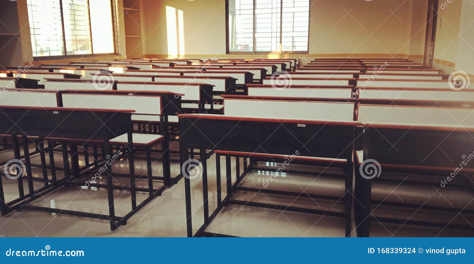 Classroom To Students Bench in Sequence Stock Photo - Image of bench ...