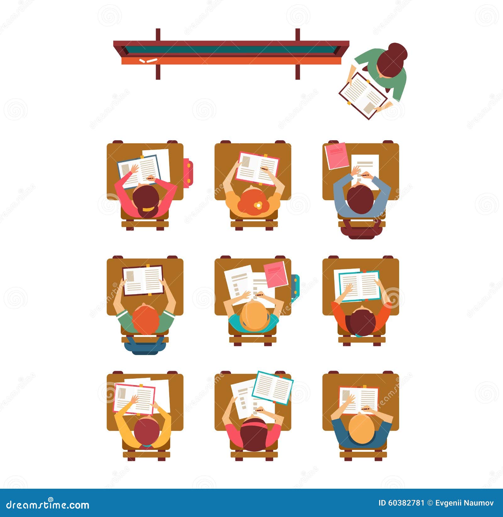 Classroom Top View in Flat Design Stock Vector - Illustration of flat ...