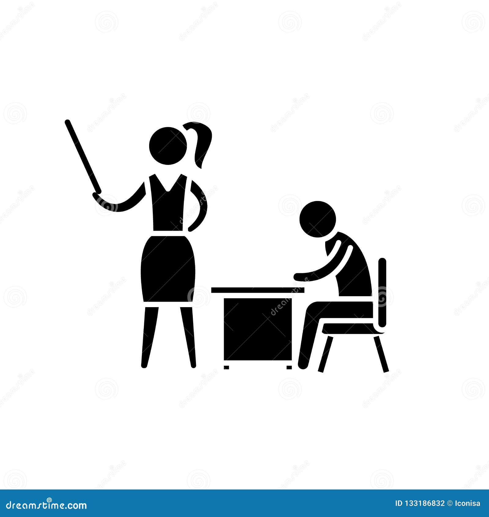 Classroom Training Black Icon, Vector Sign on Isolated Background ...