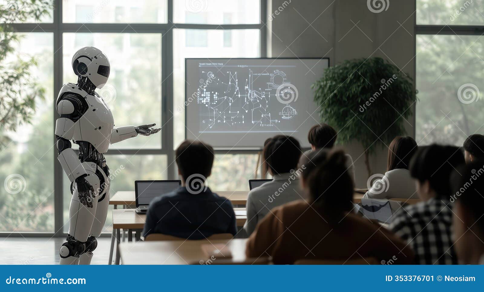 Nextgen Classroom In 2077, Featuring Cuttingedge Educational Tech Royalty-Free Stock Photo ...