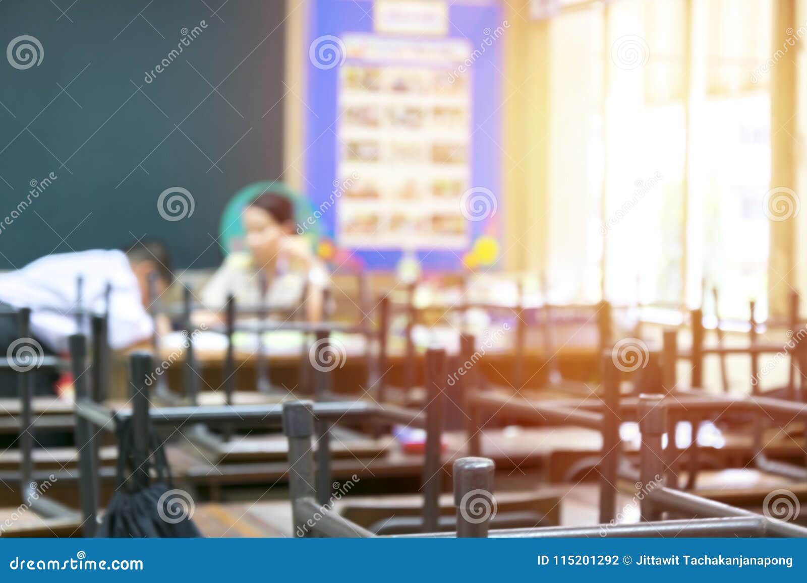 Classrooms with blurred stock photo. Image of concept - 115201292