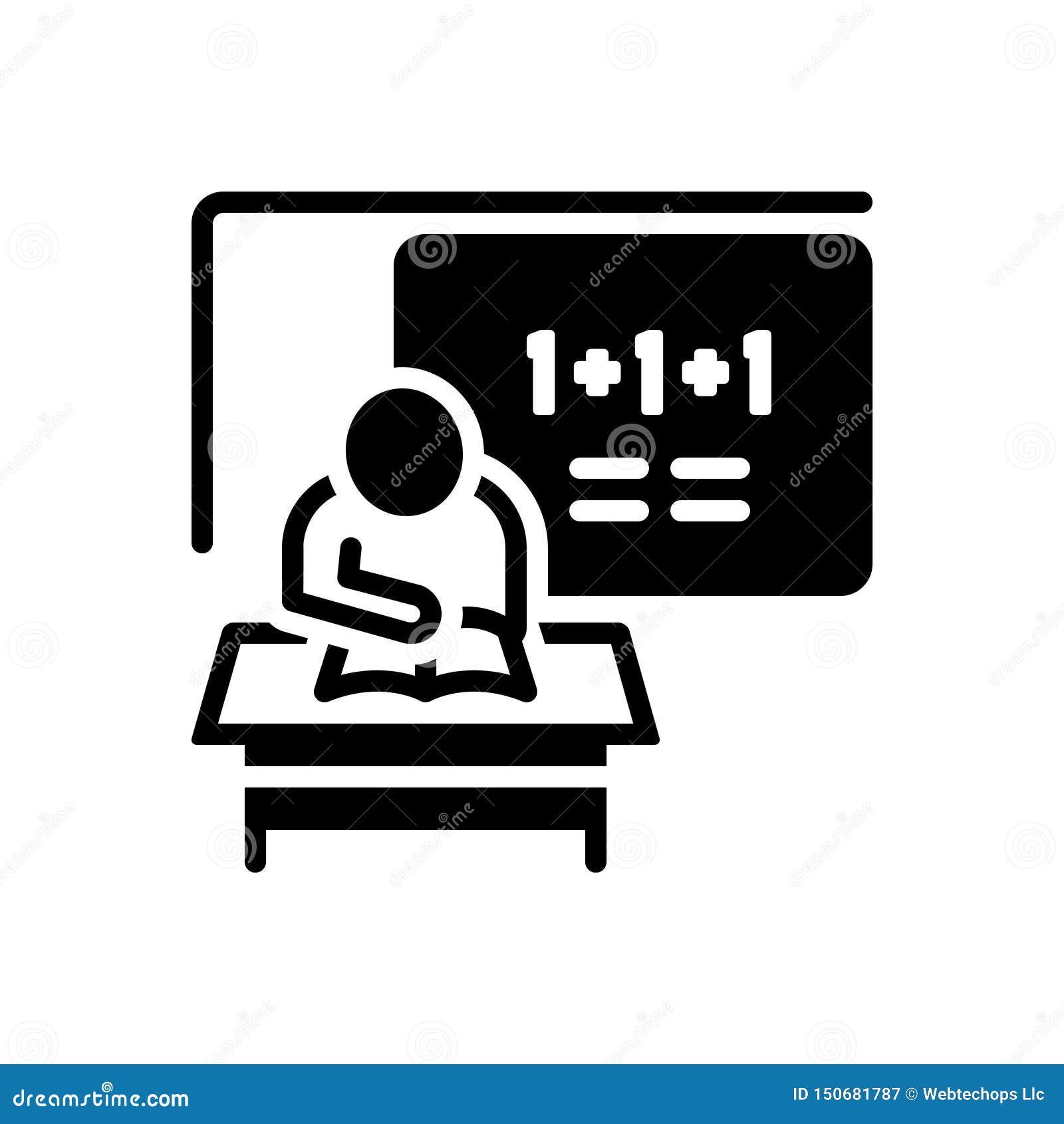 Black Solid Icon for Classwork, Student and Study Stock Illustration ...