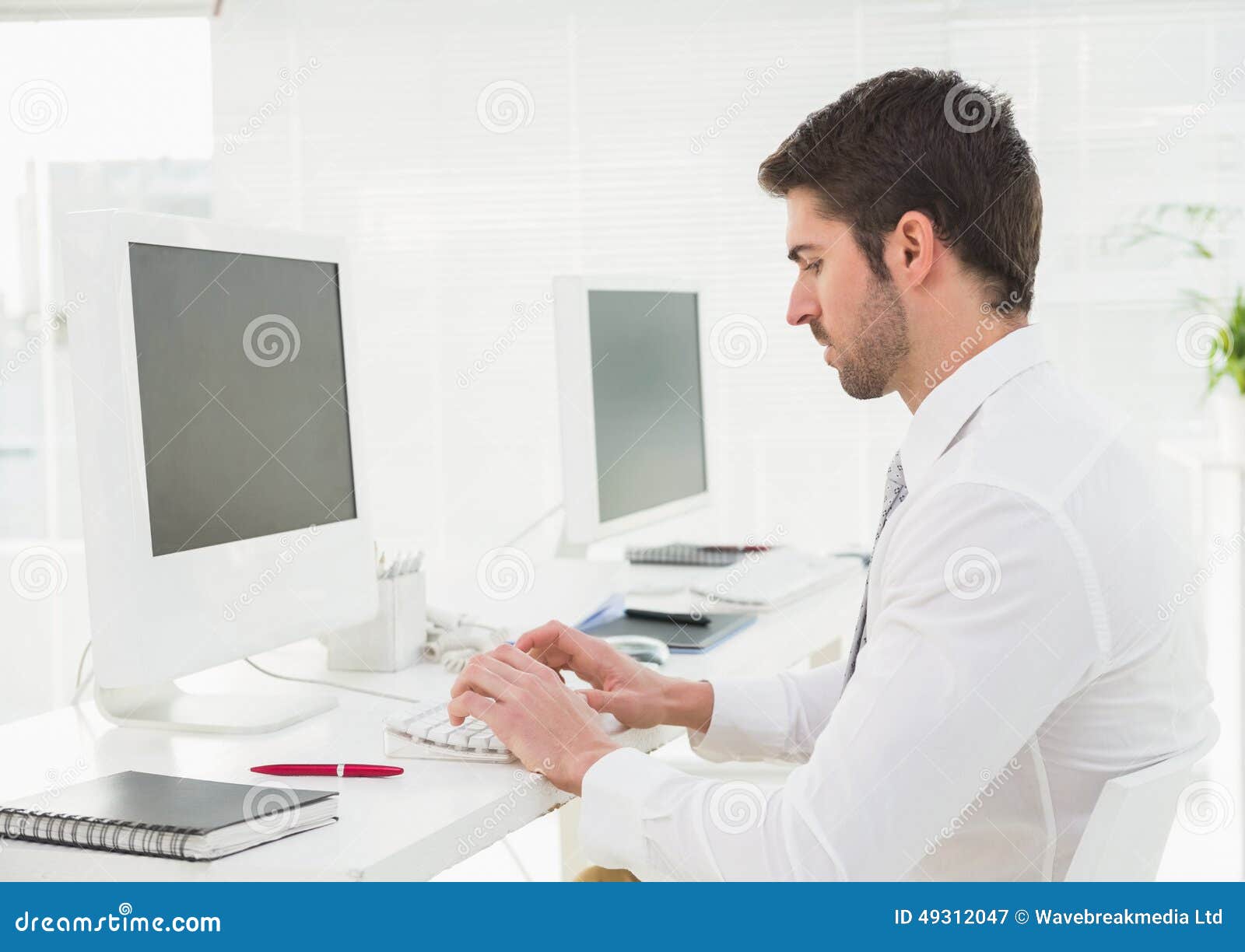 Classy Businessman Typing on Keyboard Stock Image - Image of elegant ...