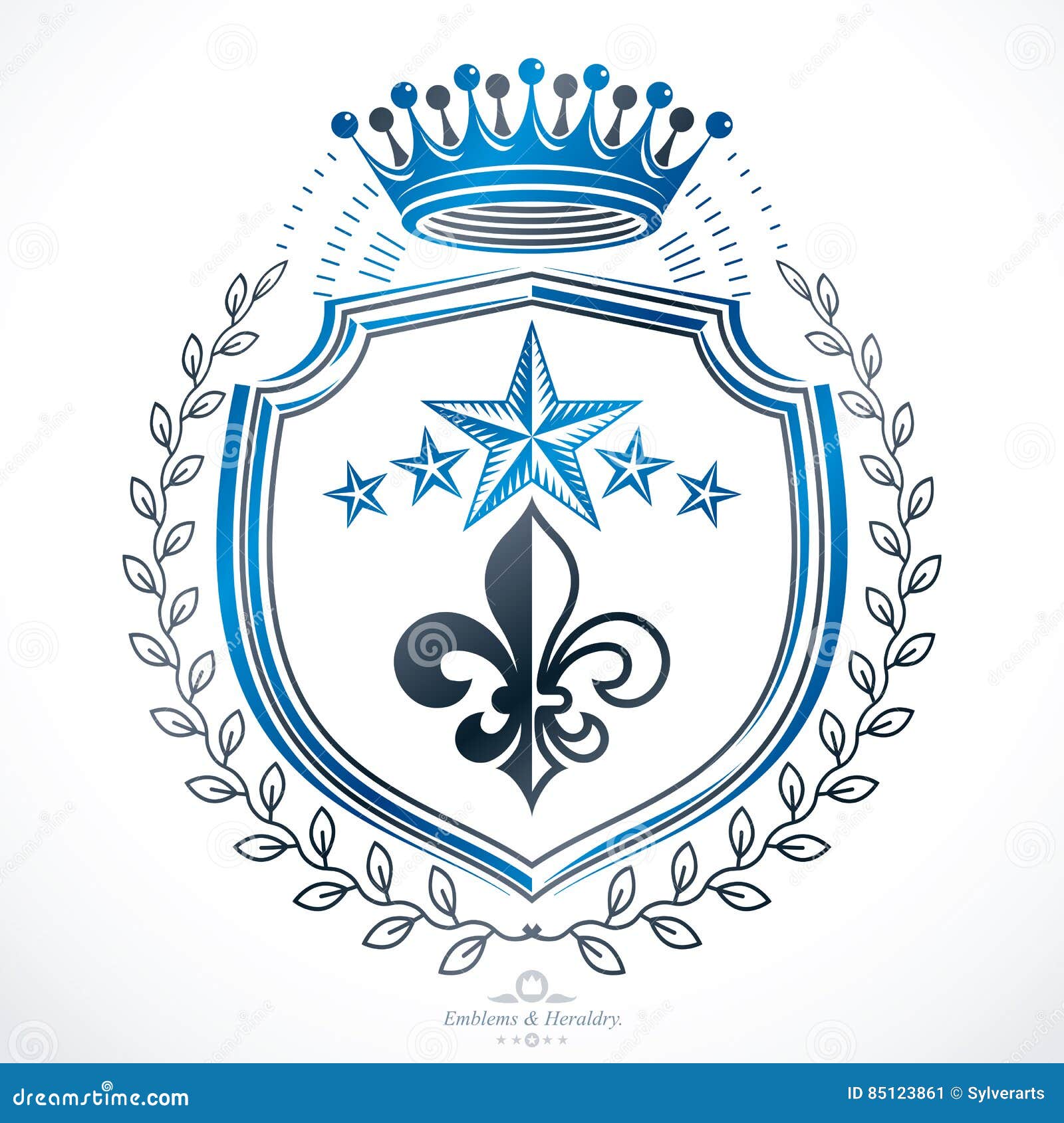 Classy Emblem Made With Stars Decoration, Armory And Keys Symbol ...