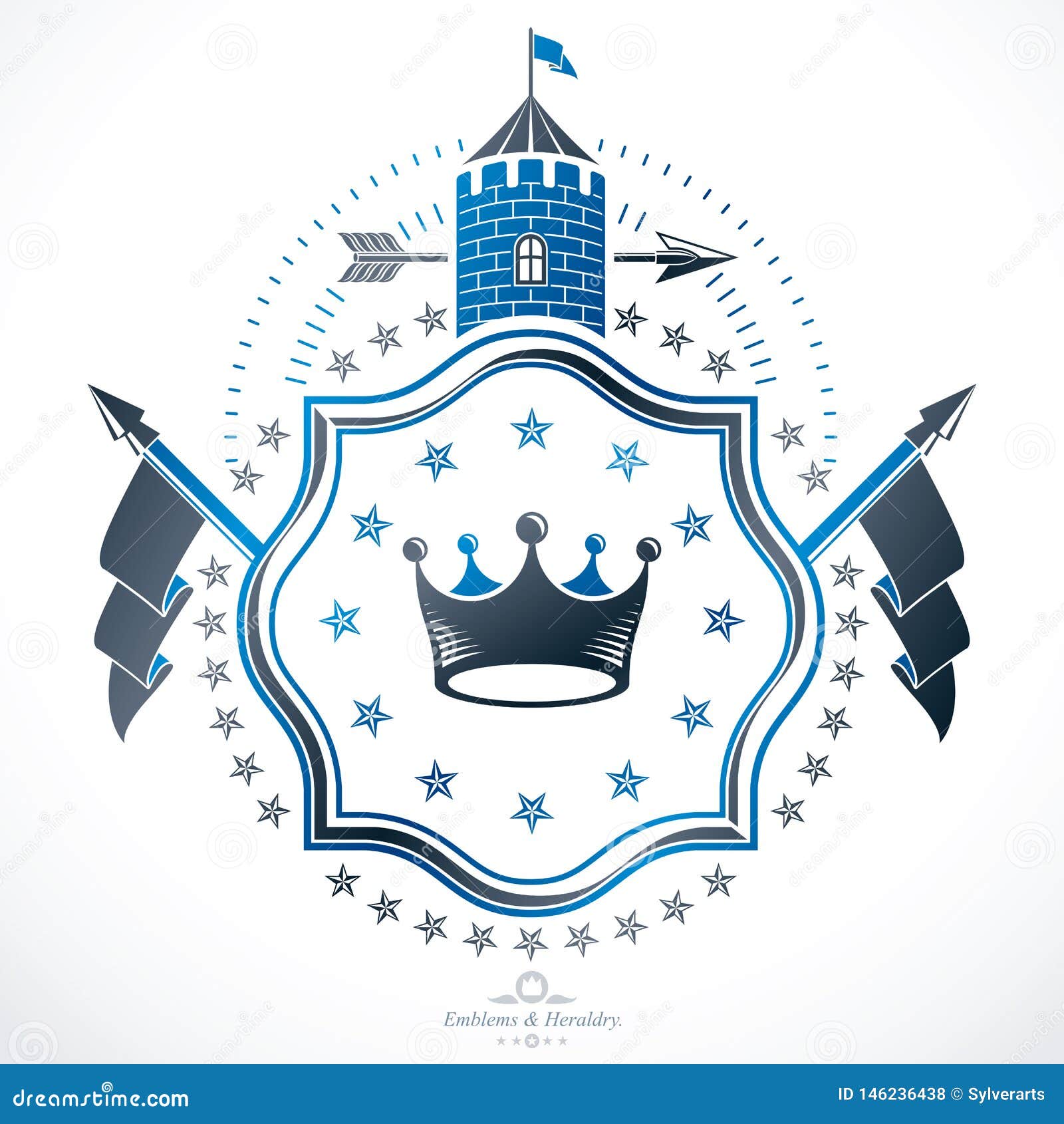 Classy Emblem, Vector Heraldic Coat of Arms Stock Vector - Illustration ...
