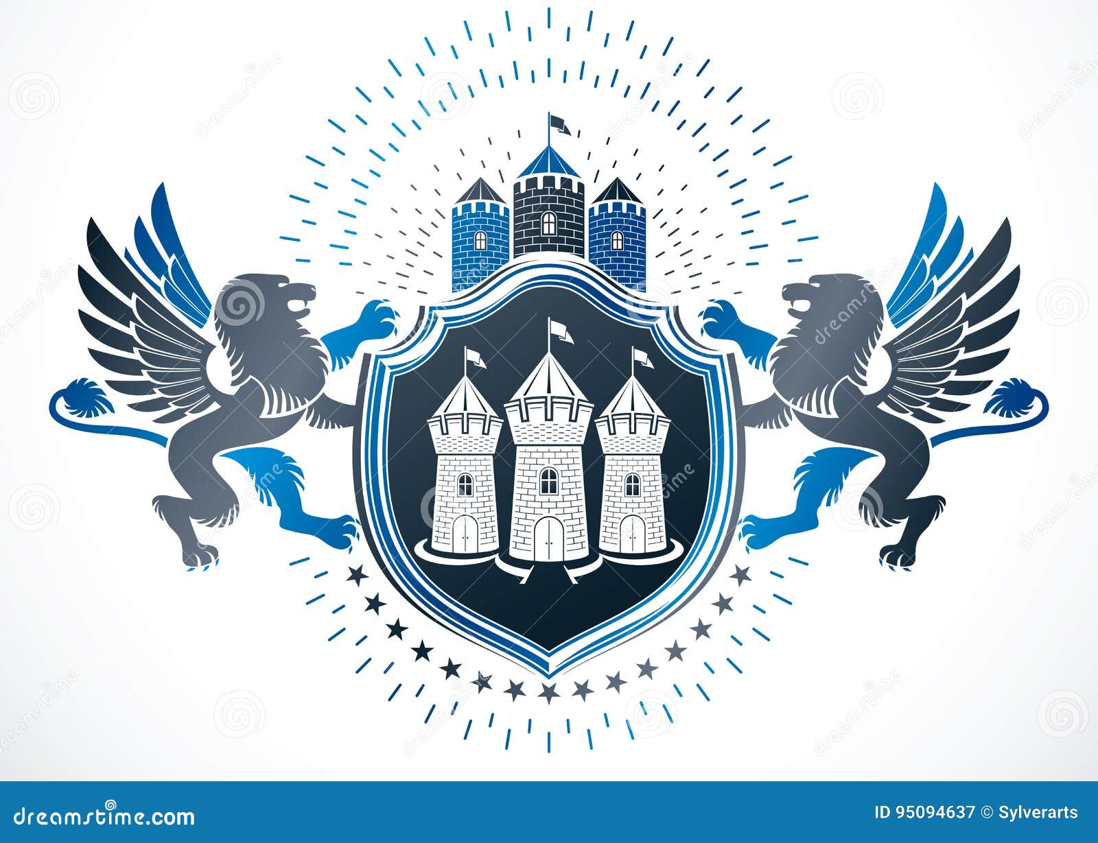 Classy Emblem, Vector Heraldic Coat of Arms Created Using Ancient ...