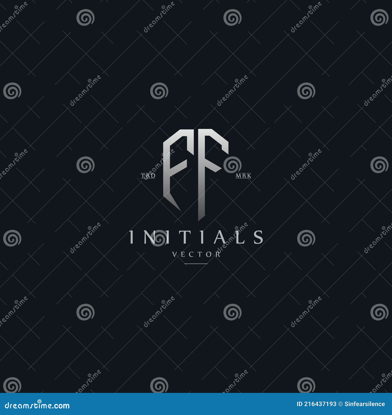 Classy FF Vintage Metal Monogram Logo. Elegant Silver Initials Icon ...