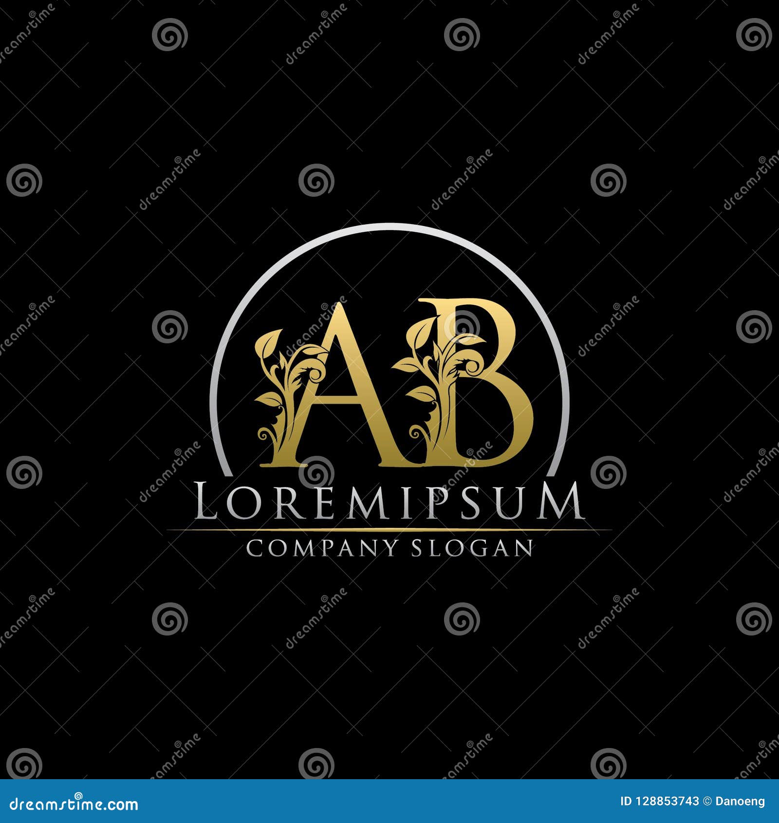 Classy Gold Leaf AB Letter Logo Stock Vector - Illustration of emblem ...