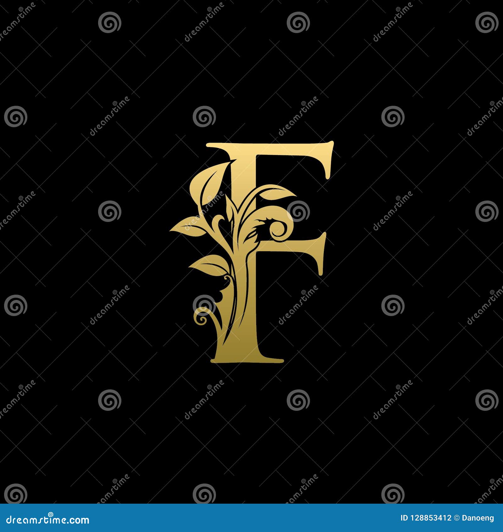 Classy Gold Letter V And C, VC Vintage Decorative Ornament Emblem Badge ...