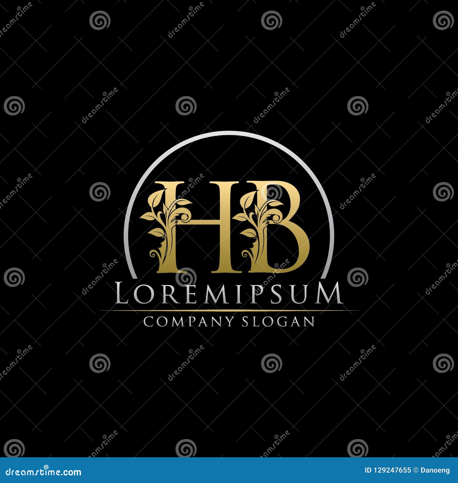Classy Gold Leaf HB Letter Logo Stock Illustration - Illustration of ...