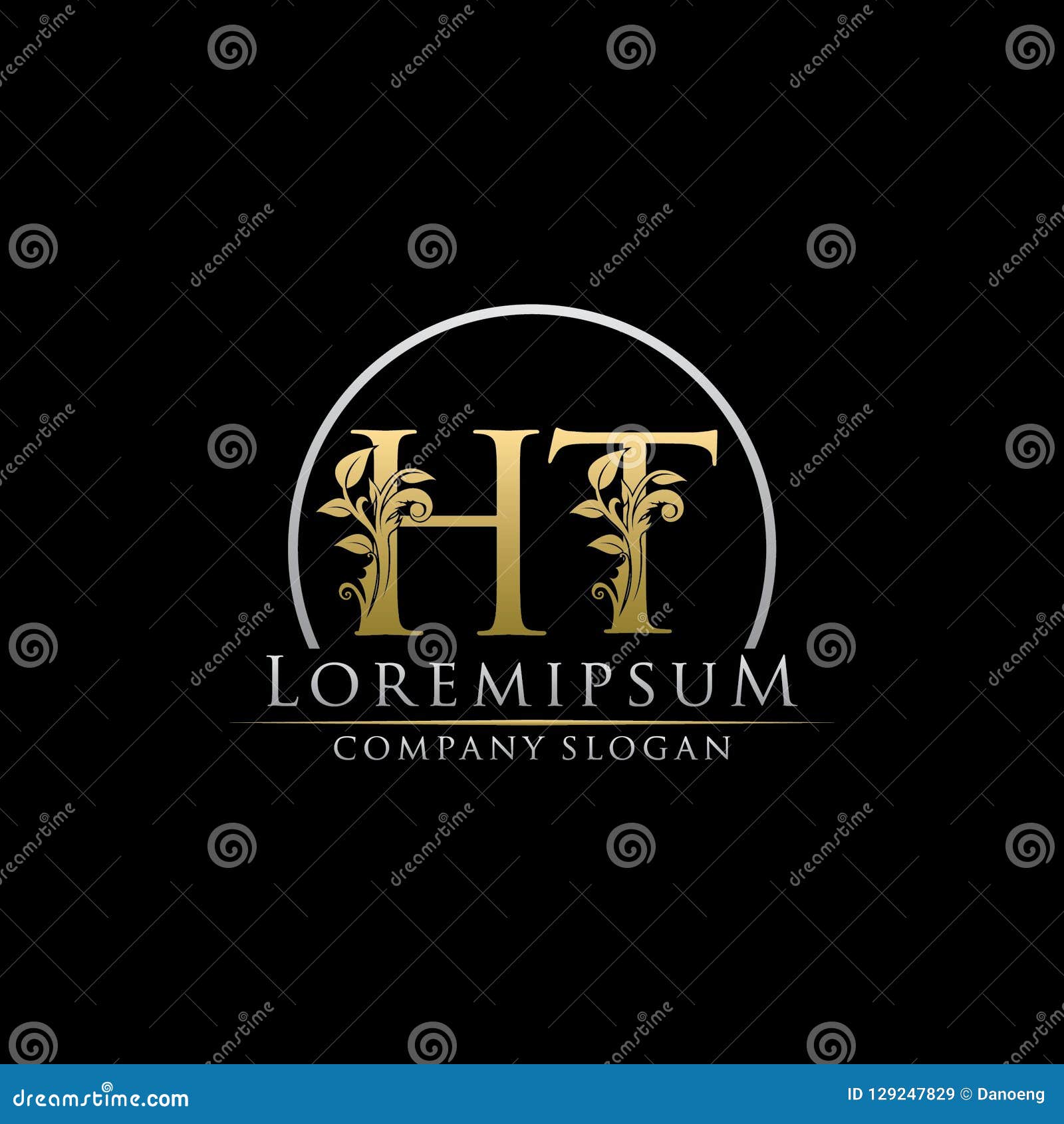 Classy Gold Leaf HT Letter Logo Stock Illustration - Illustration of ...