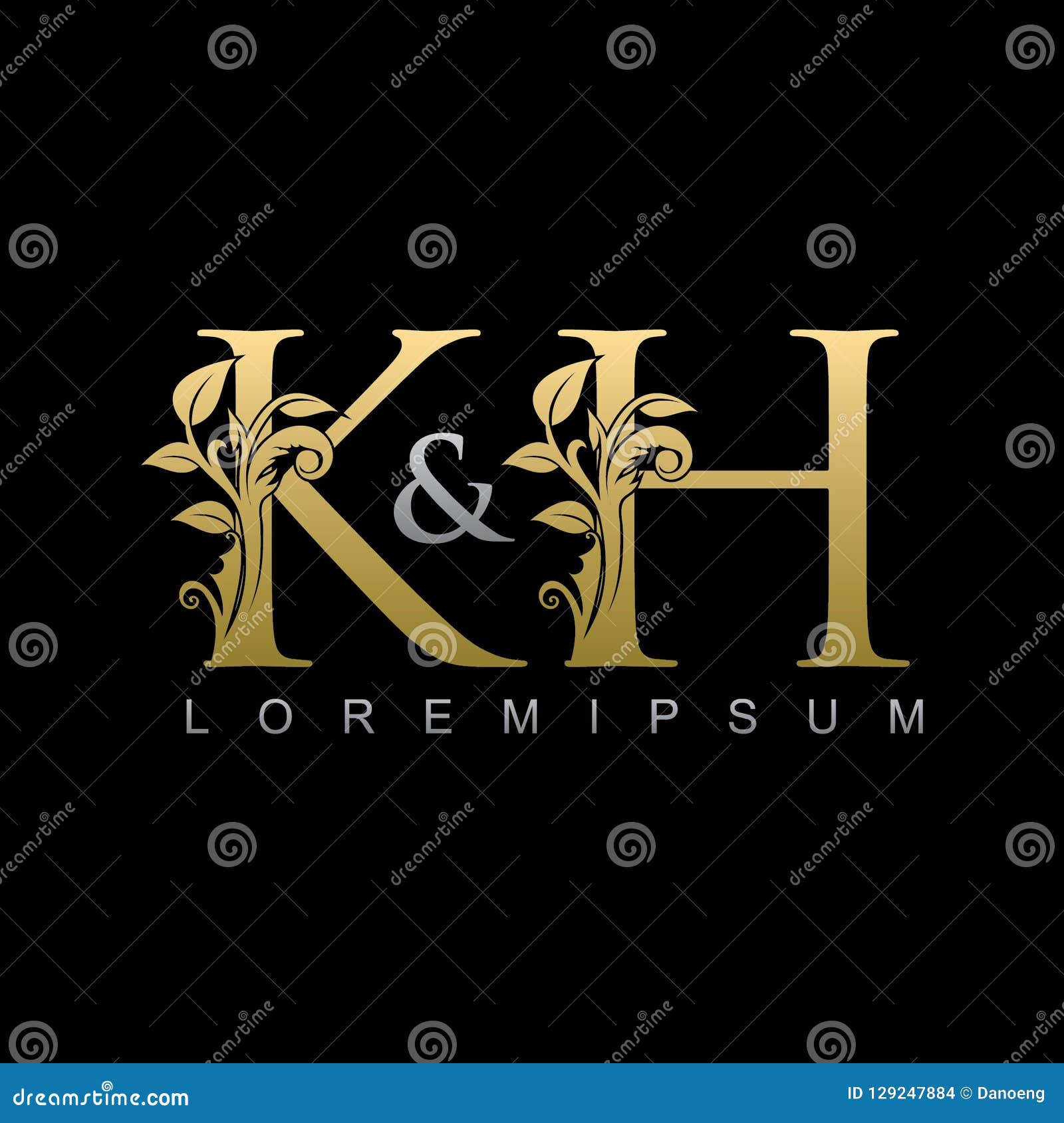 Classy Gold Leaf KH Letter Logo Stock Illustration - Illustration of ...