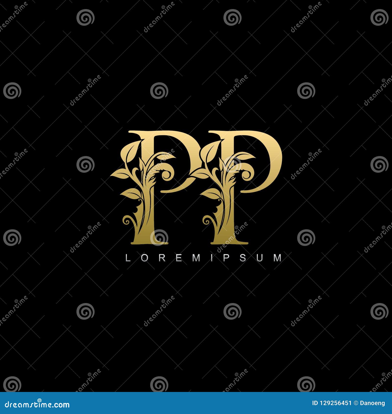 Classy Gold Leaf PP Letter Logo Stock Illustration - Illustration of ...