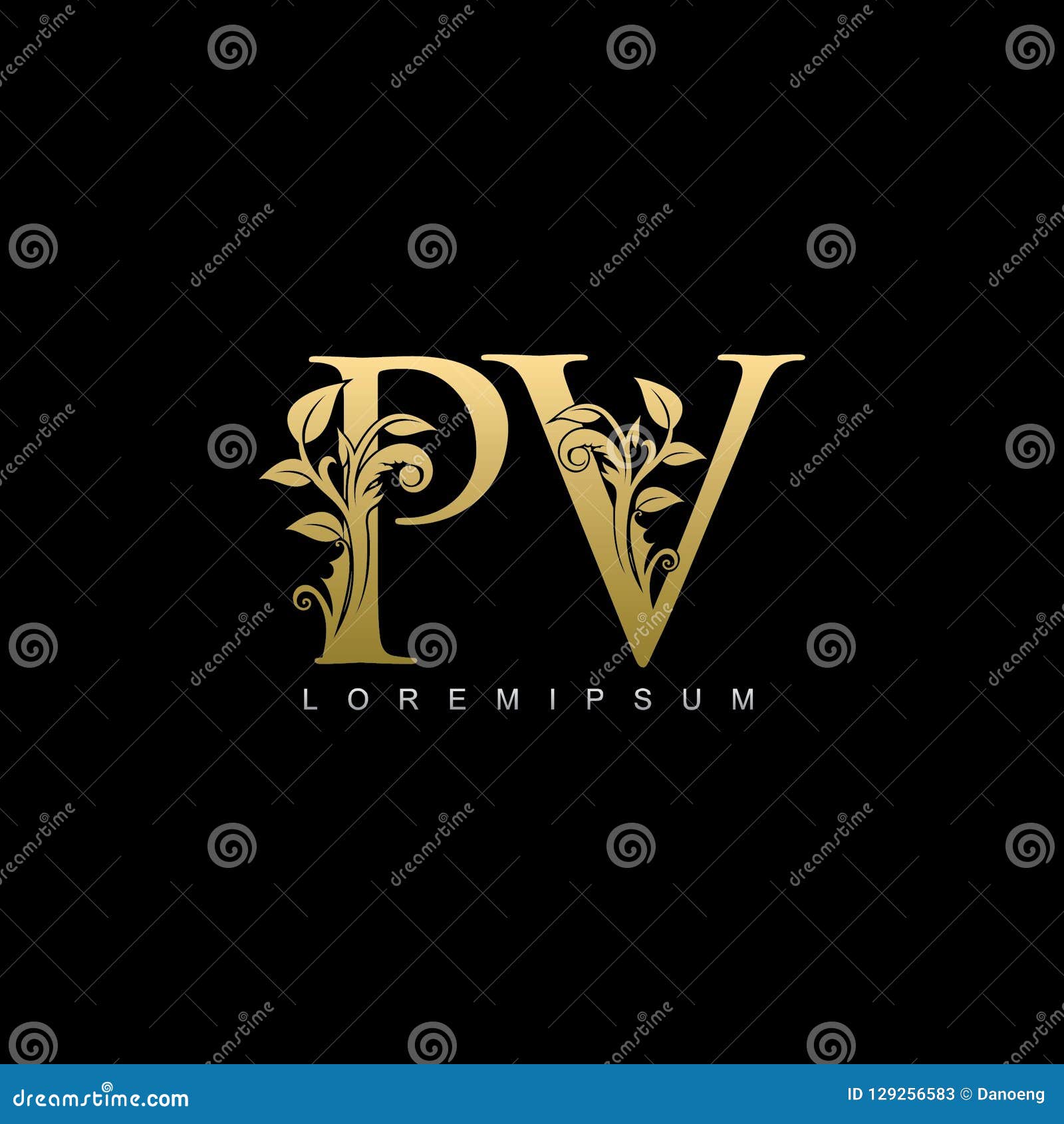 Classy Gold Leaf PV Letter Logo Stock Illustration - Illustration of ...
