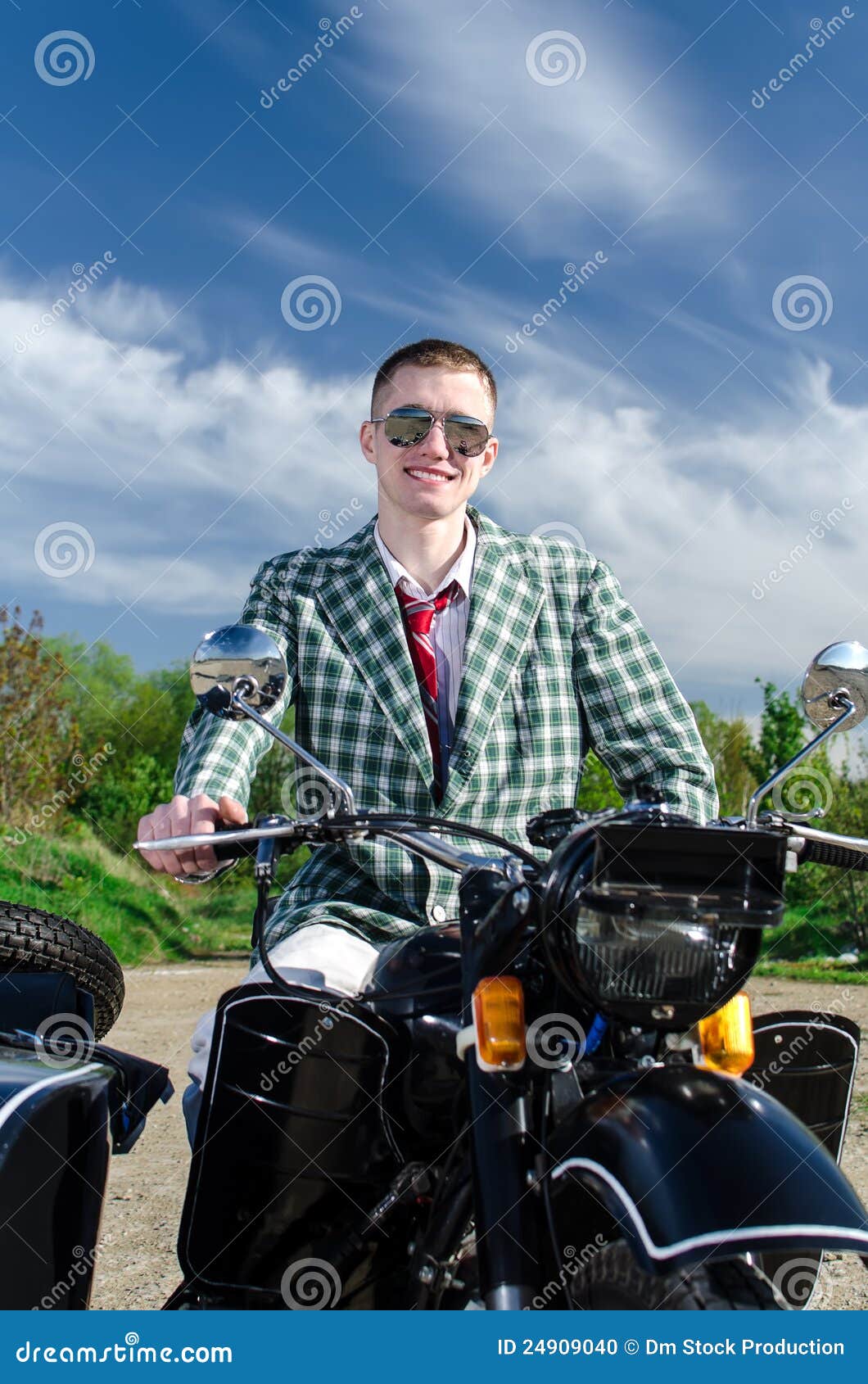 Classy guy on a motorcycle stock photo. Image of nature - 24909040
