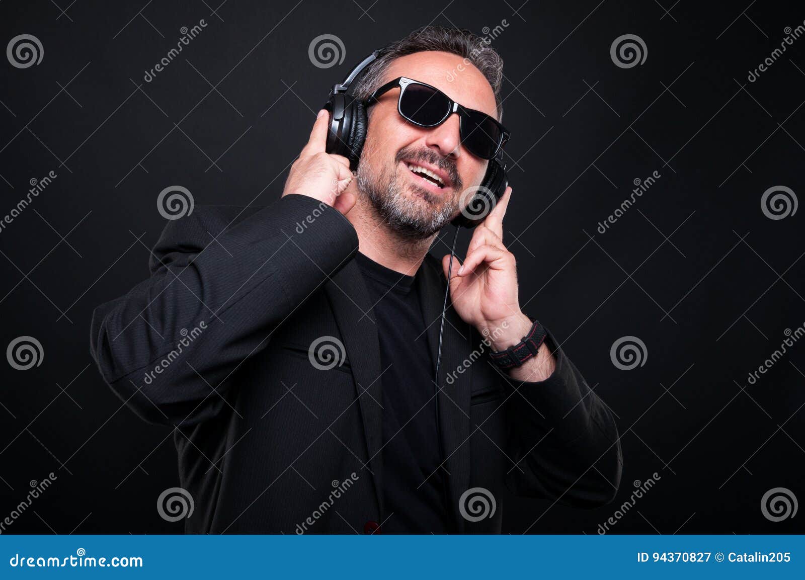 Classy Handsome Man Listening Music Stock Image - Image of background ...