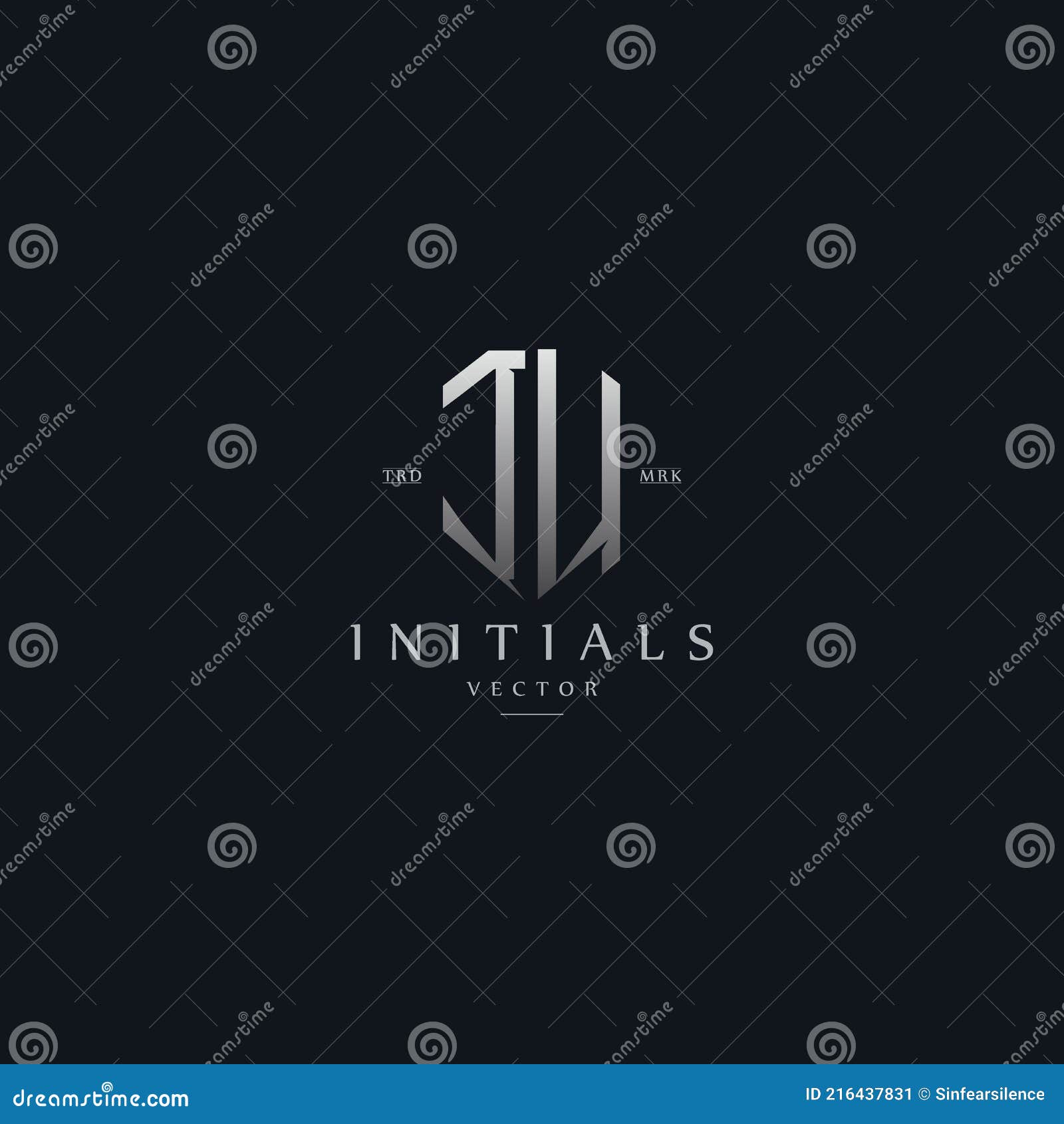 Classy IU Vintage Metal Monogram Logo. Elegant Silver Initials Icon ...