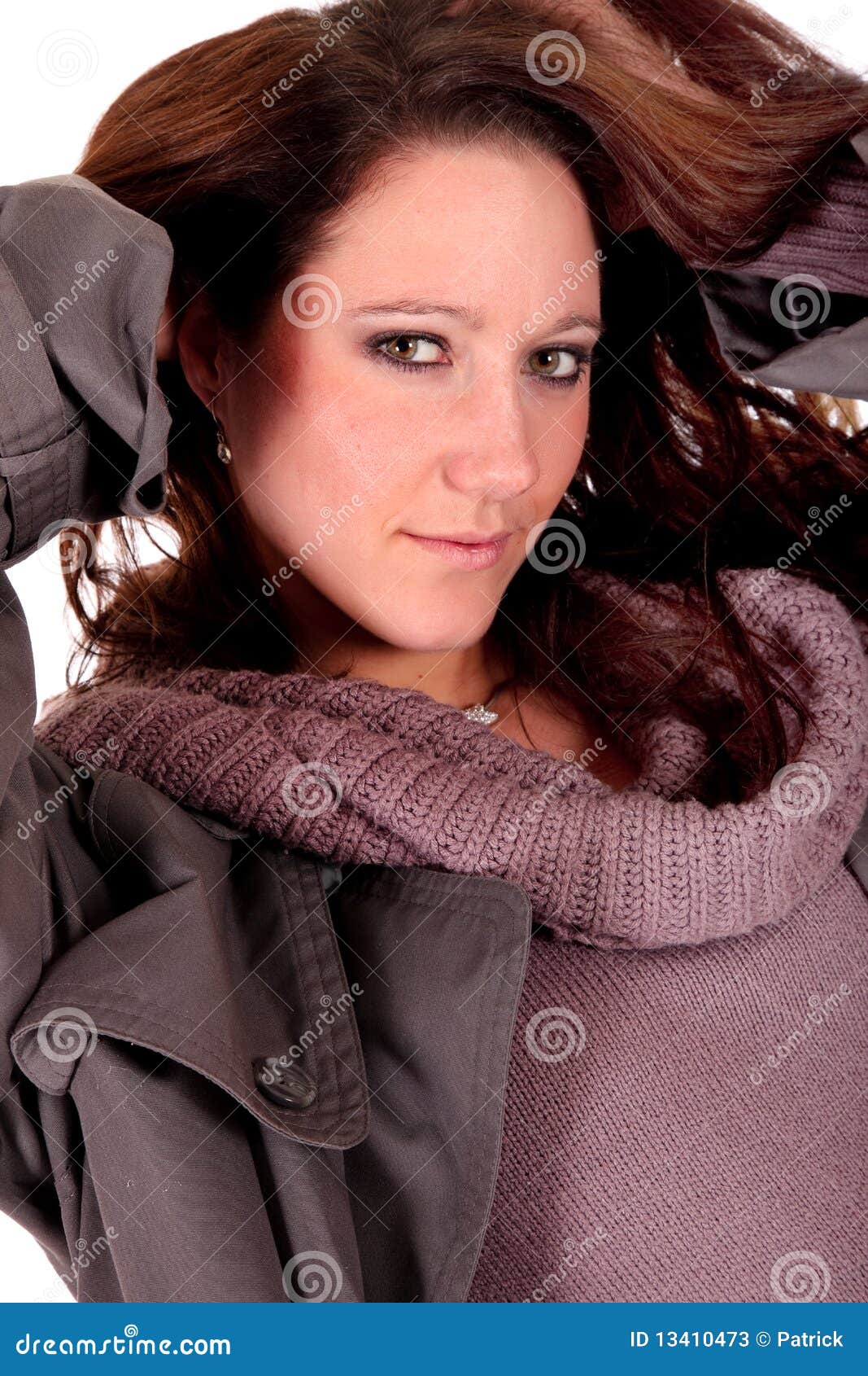 Classy Smiling Brunette Woman Stock Image - Image of modern, coat: 13410473