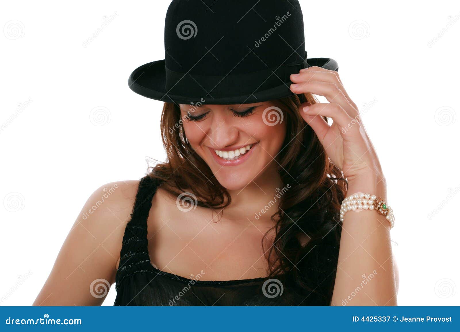 Classy in a Top Hat stock image. Image of brunette, elegant - 4425337