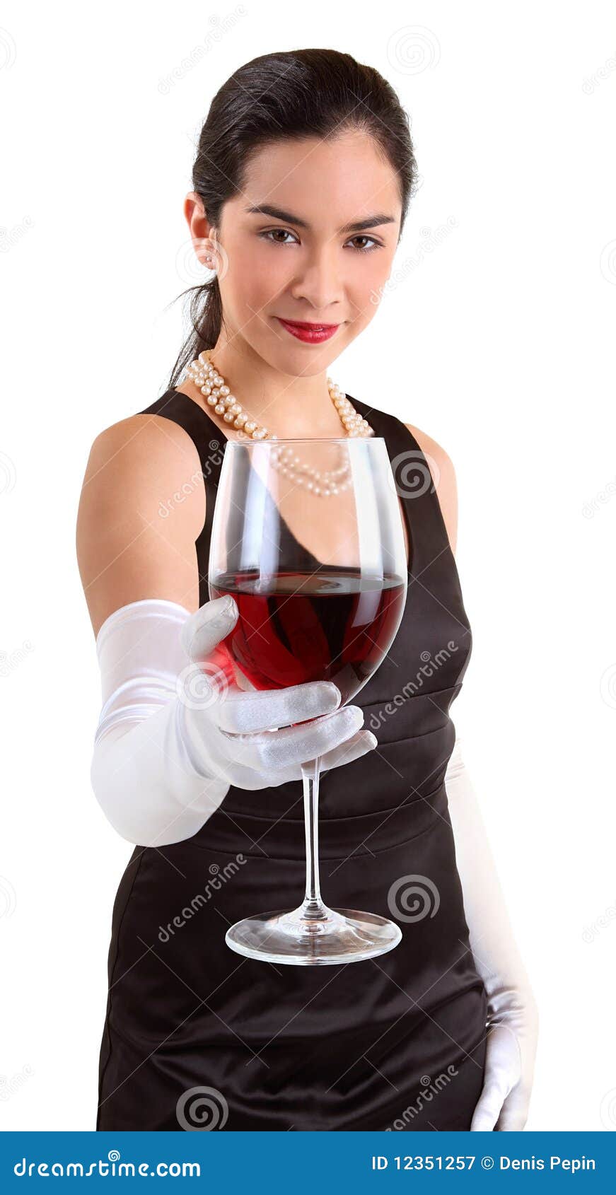 Classy Woman Serving a Glass of Red Wine Stock Image - Image of holding ...