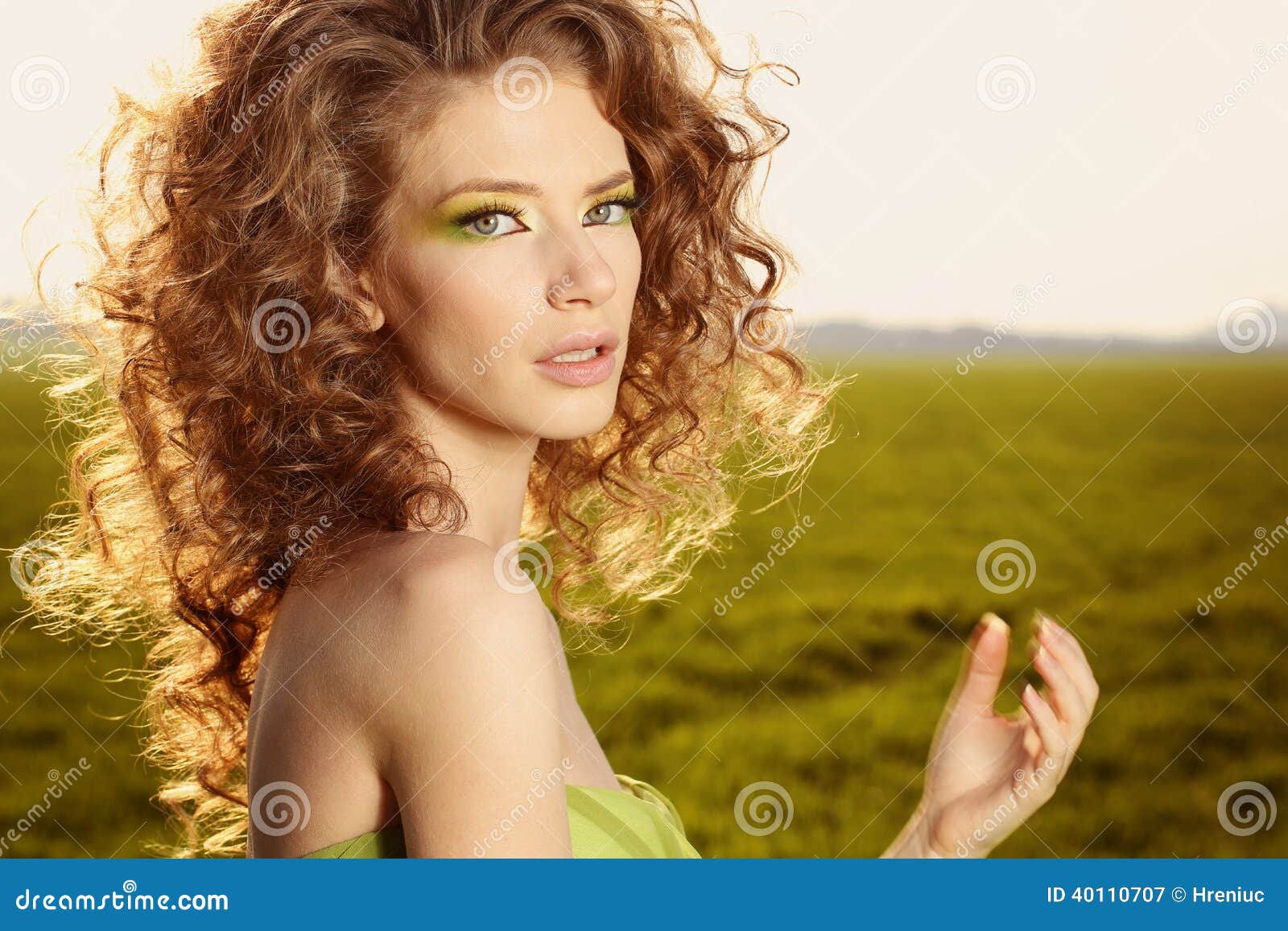 Classy Young Lady in the Fields Posing Stock Image - Image of cosmetic ...