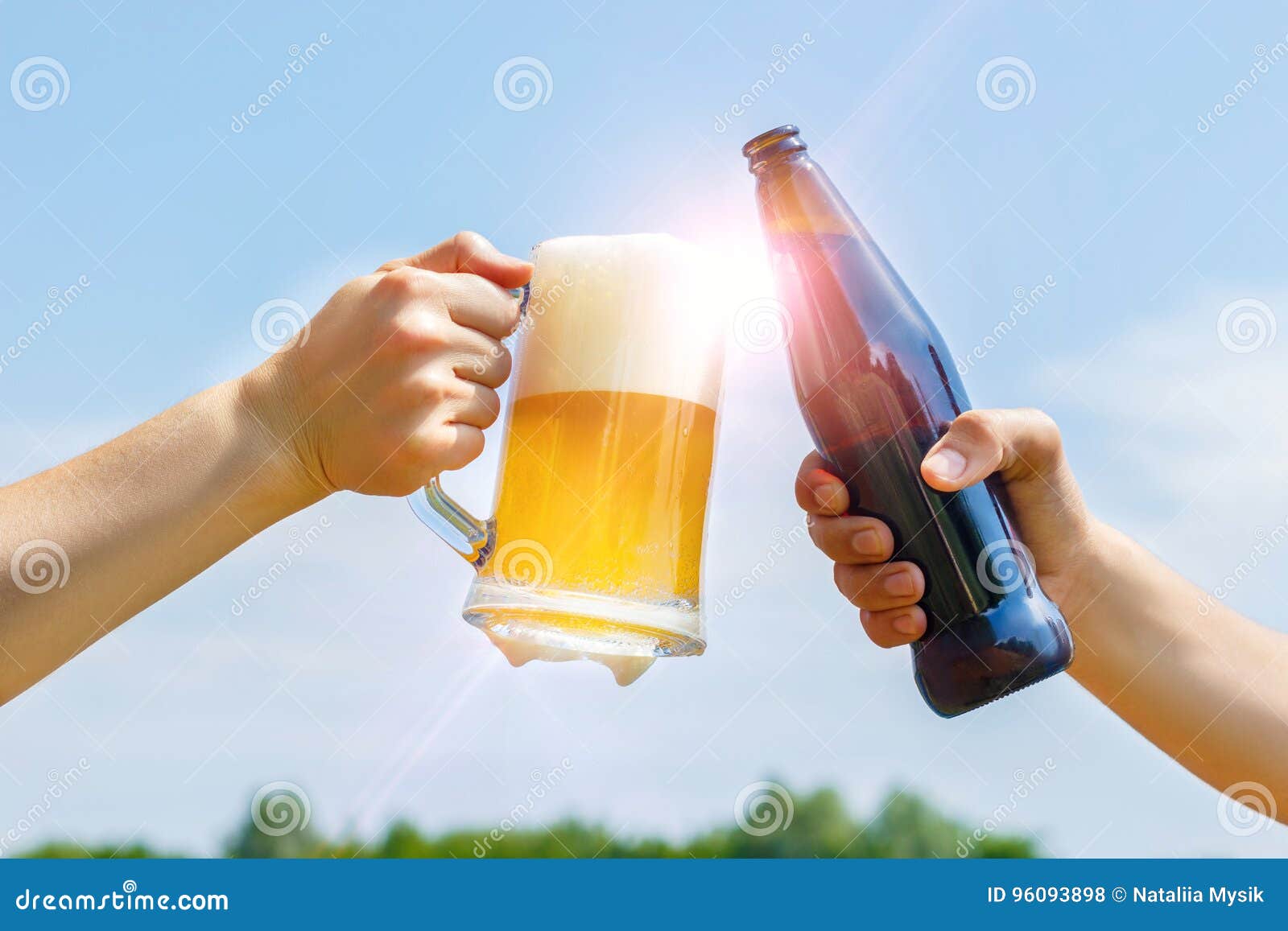 The Clatter of Bottles and Glasses of Beer . Stock Photo - Image of ...