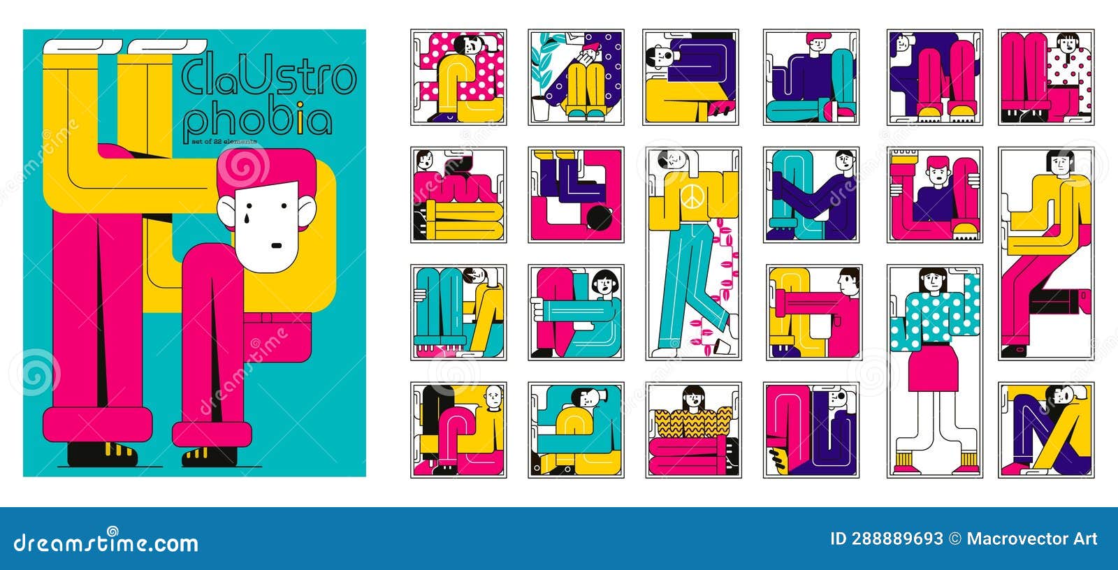 Claustrophobia Flat Composition Stock Vector - Illustration of poster ...