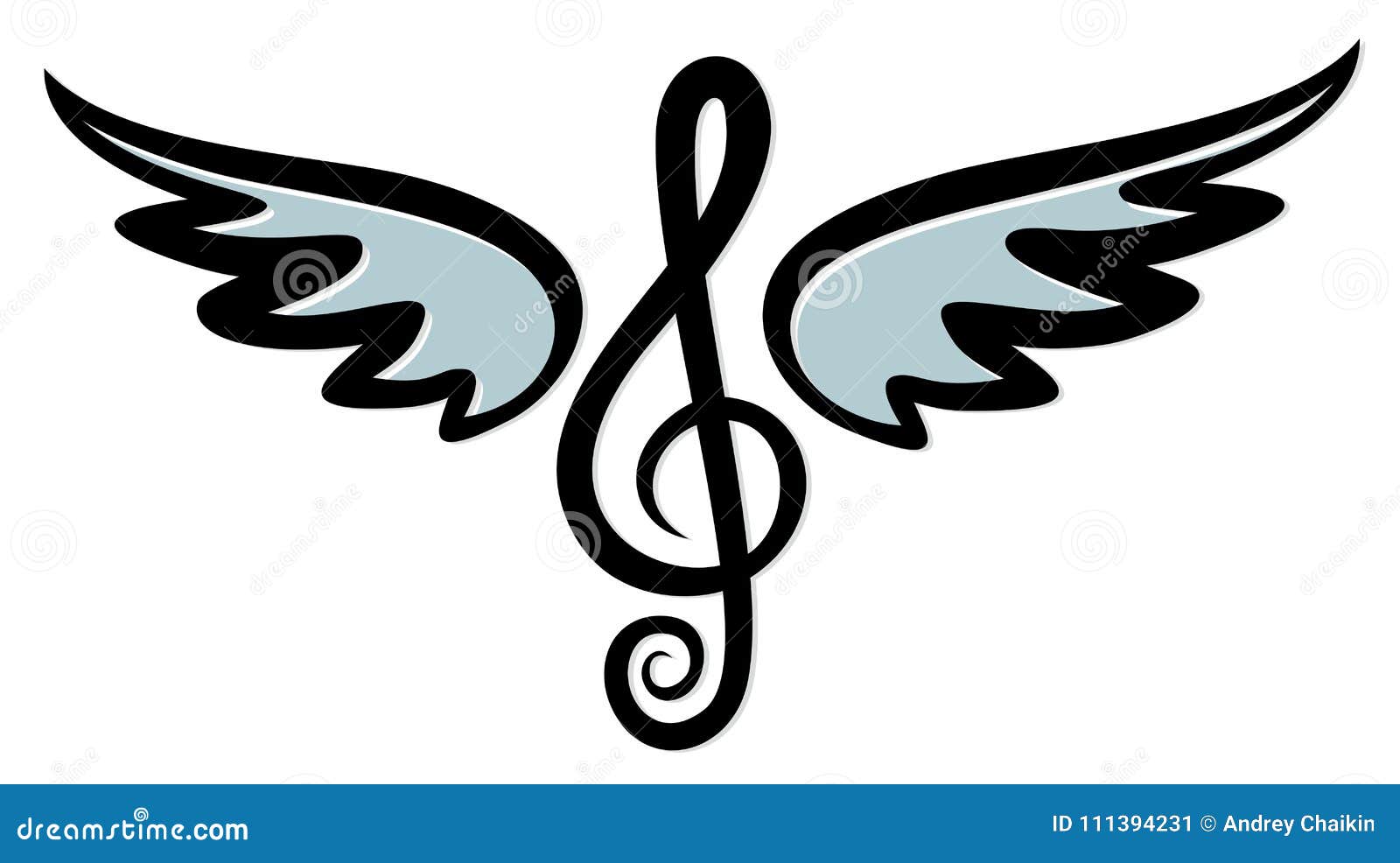 Clave de sol com asas ilustração do vetor. Ilustração de tremor - 111394231