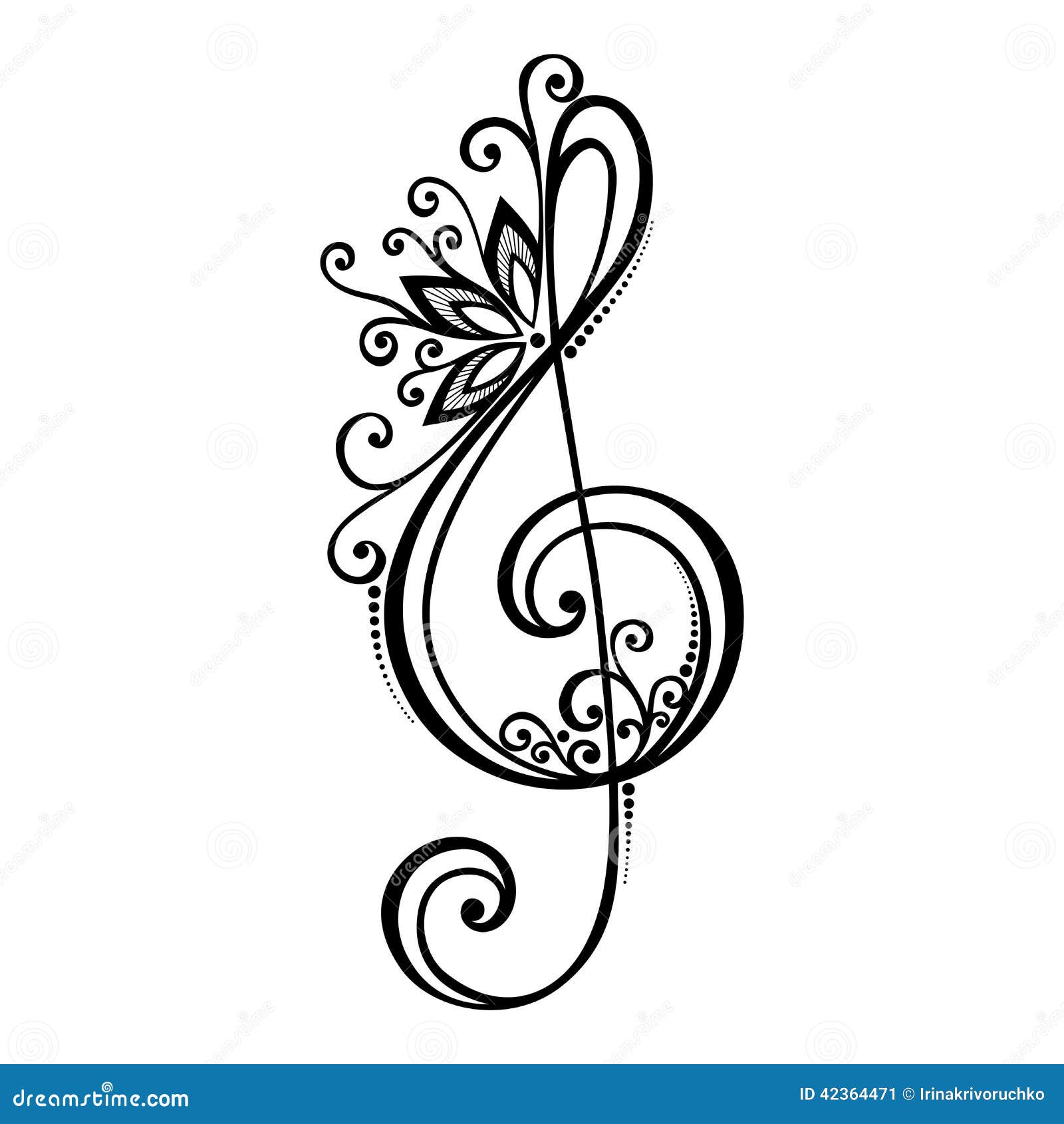 Clave De Sol Decorativa Floral Do Vetor Ilustração do Vetor ...