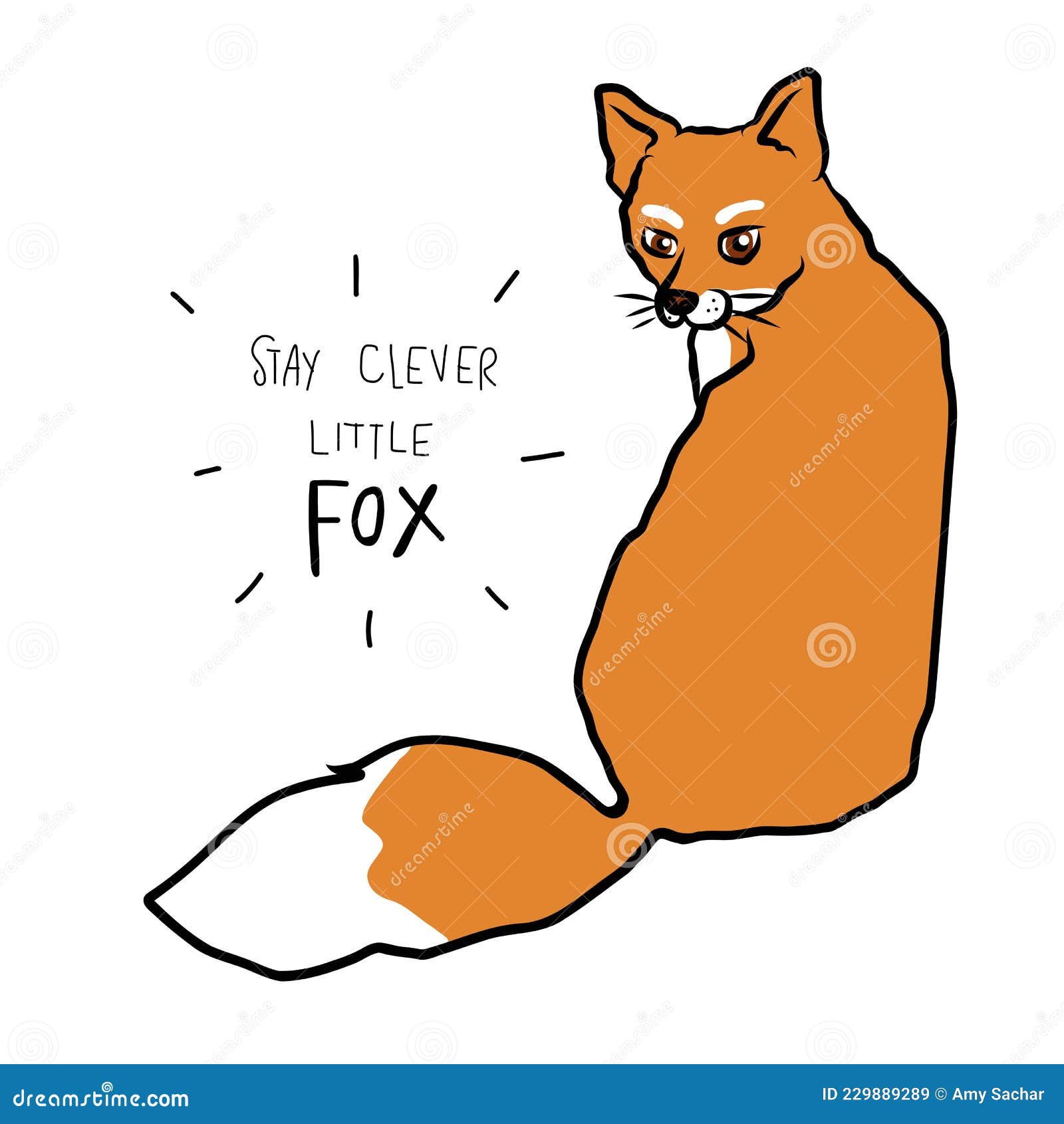 Stay Clever Little Fox Cartoon Stock Vector - Illustration of orange ...
