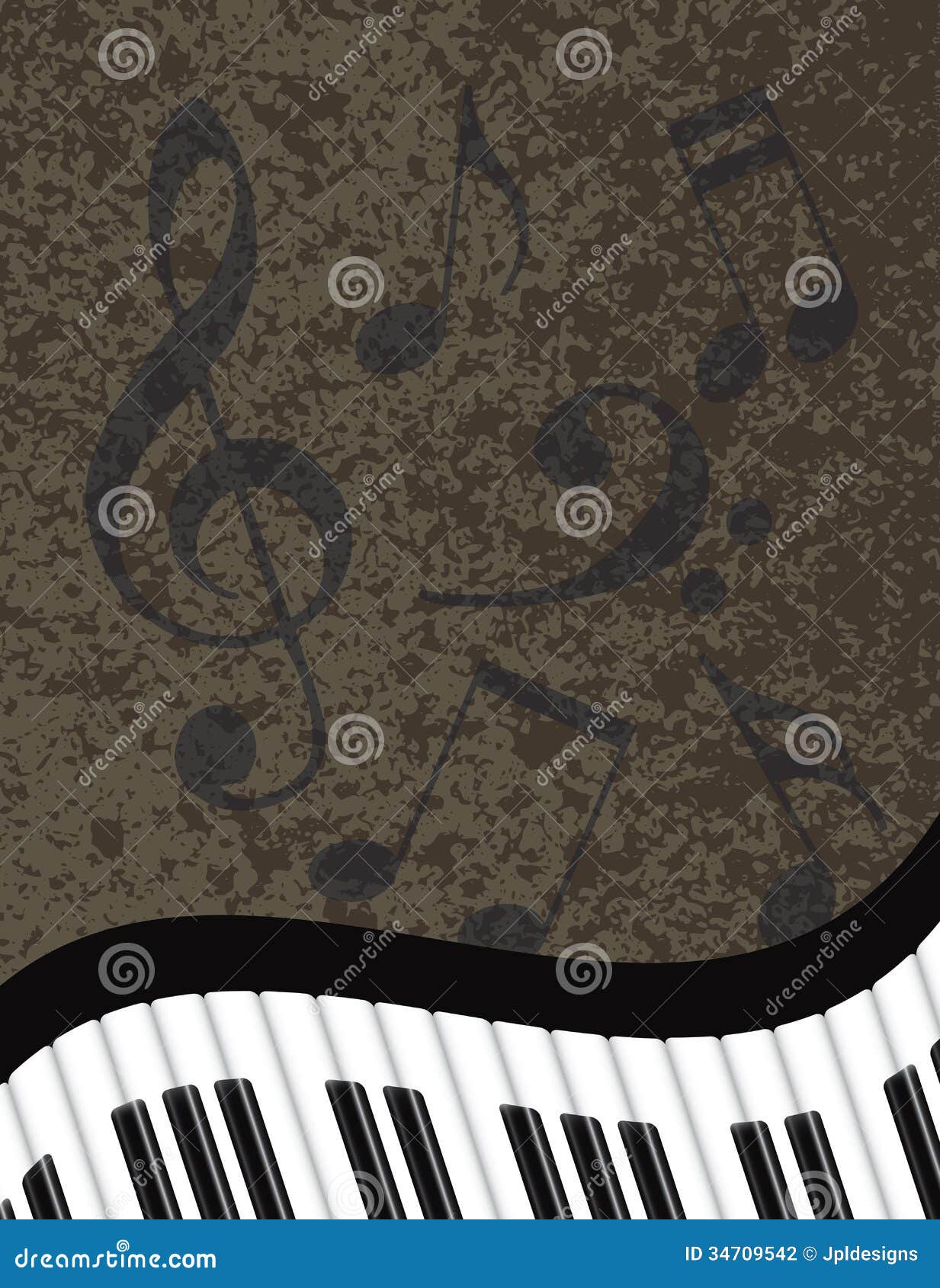 Clavier De Piano Onduleux Avec L'illustration De Notes Musicales ...