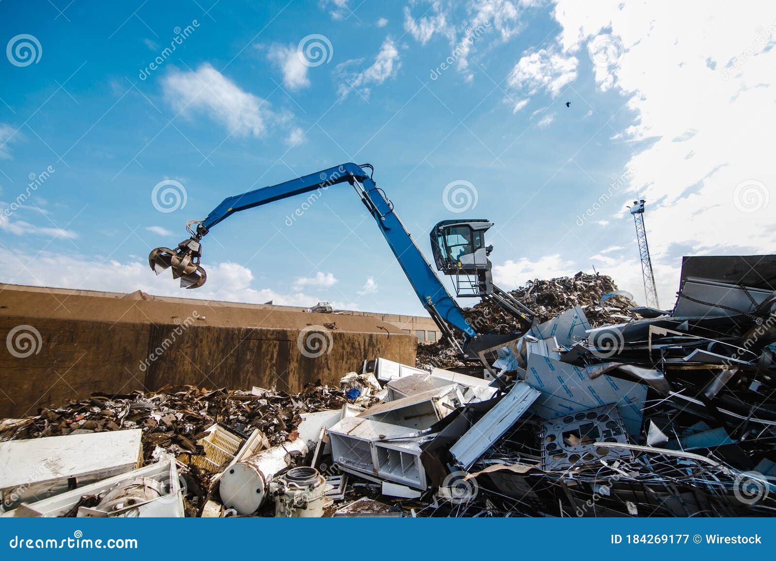 Crane Grabbing Pile Of Wooden Logs - Lumber Industry Royalty-Free Stock ...