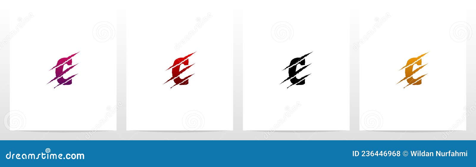Claw Marks on Letter Logo Design C Stock Vector - Illustration of ...