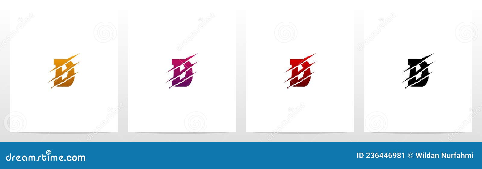 Claw Marks on Letter Logo Design D Stock Vector - Illustration of marks ...