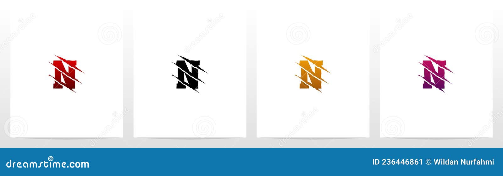 Claw Marks on Letter Logo Design N Stock Vector - Illustration of ...