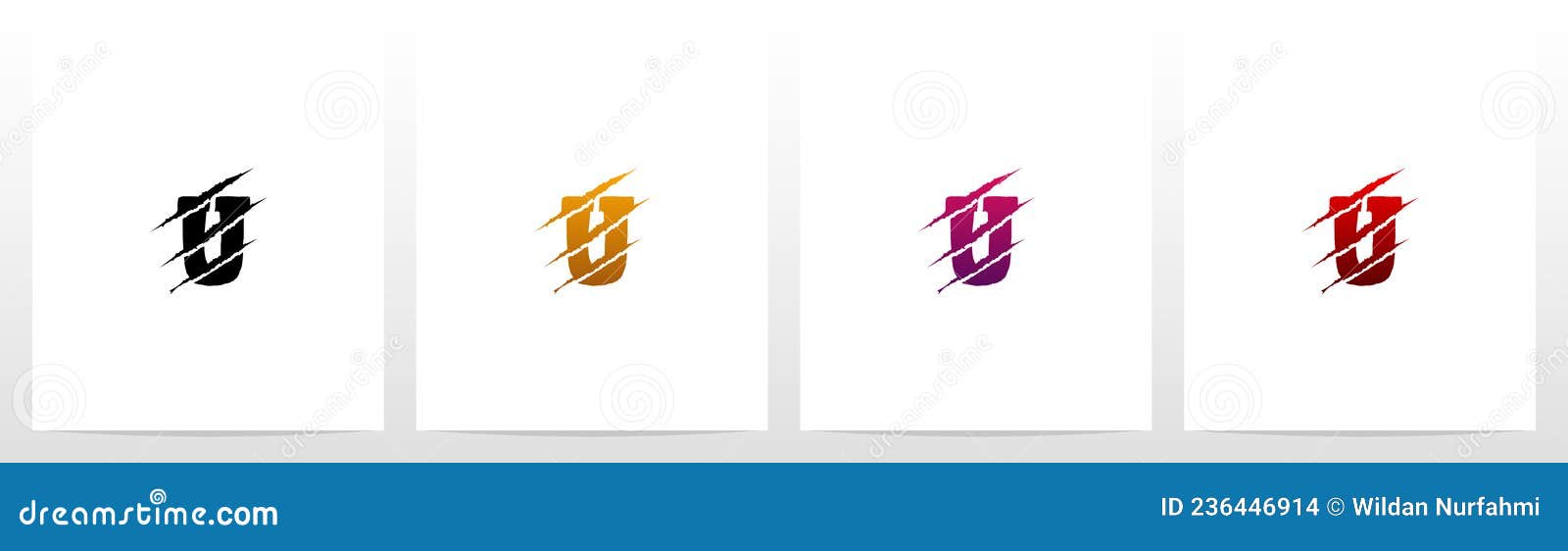 Claw Marks on Letter Logo Design U Stock Vector - Illustration of ...