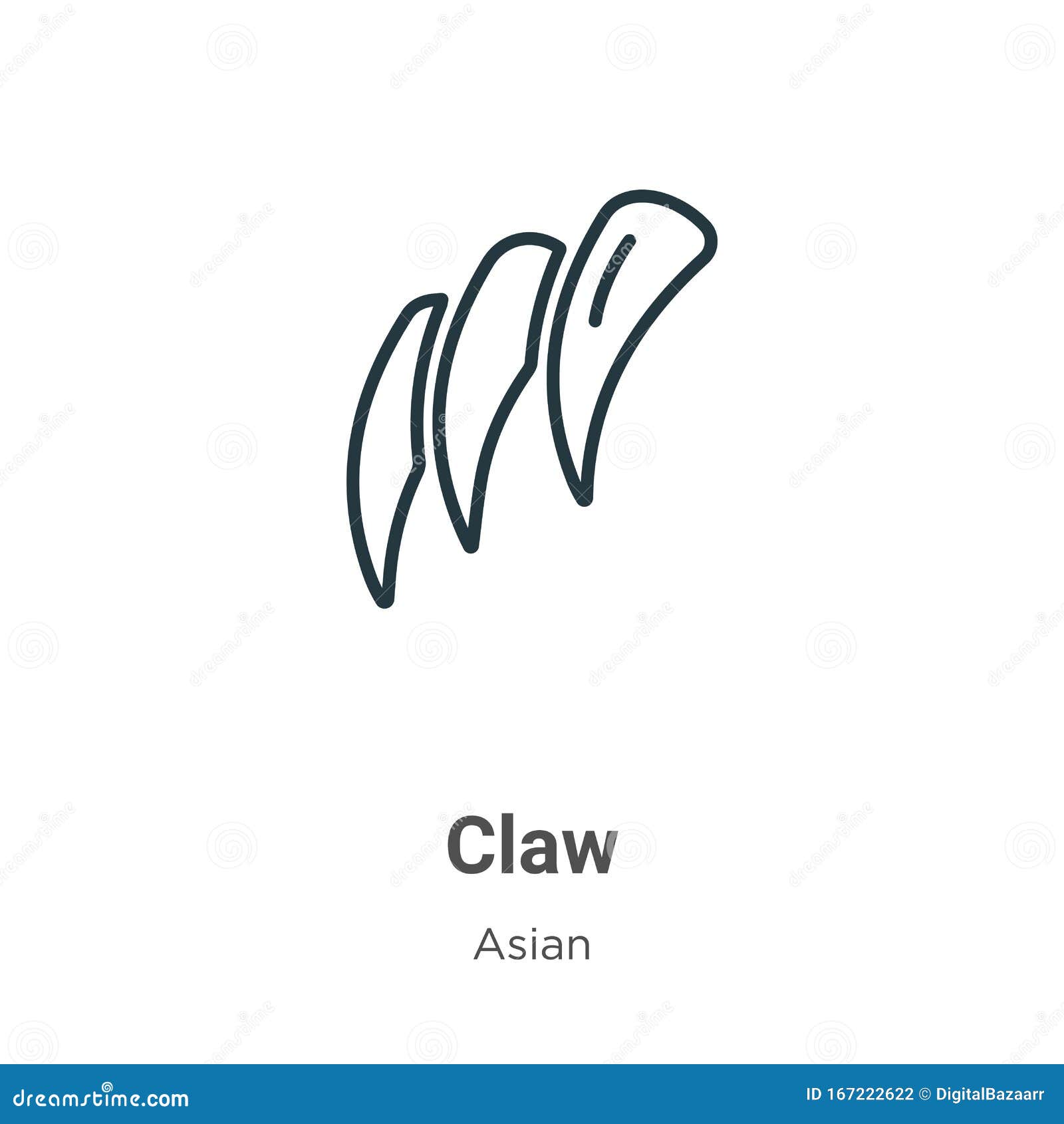 Claw Outline Vector Icon. Thin Line Black Claw Icon, Flat Vector Simple ...