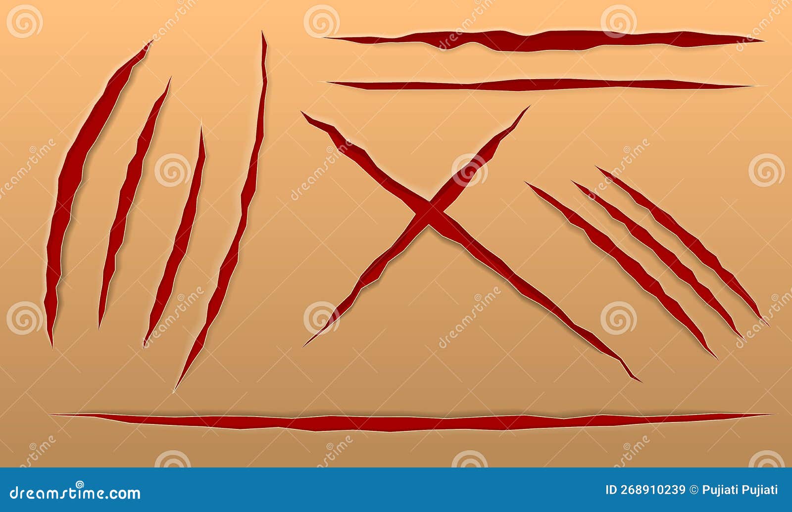 Claw Scratches Damage Mark Effect Isolated - 3D Illustration. Stock ...