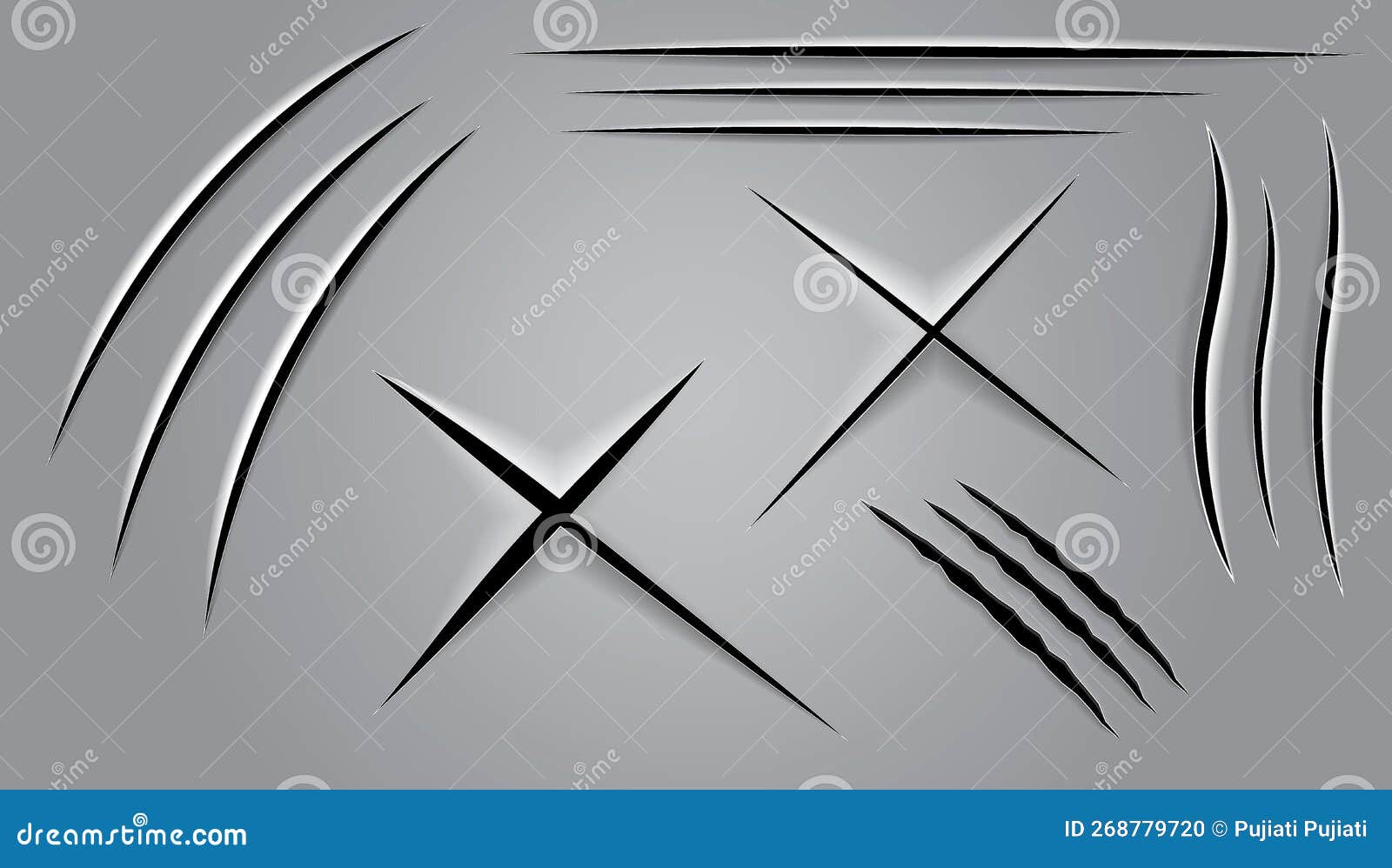 Claw Scratches Damage Mark Effect Isolated - 3D Illustration. Stock ...